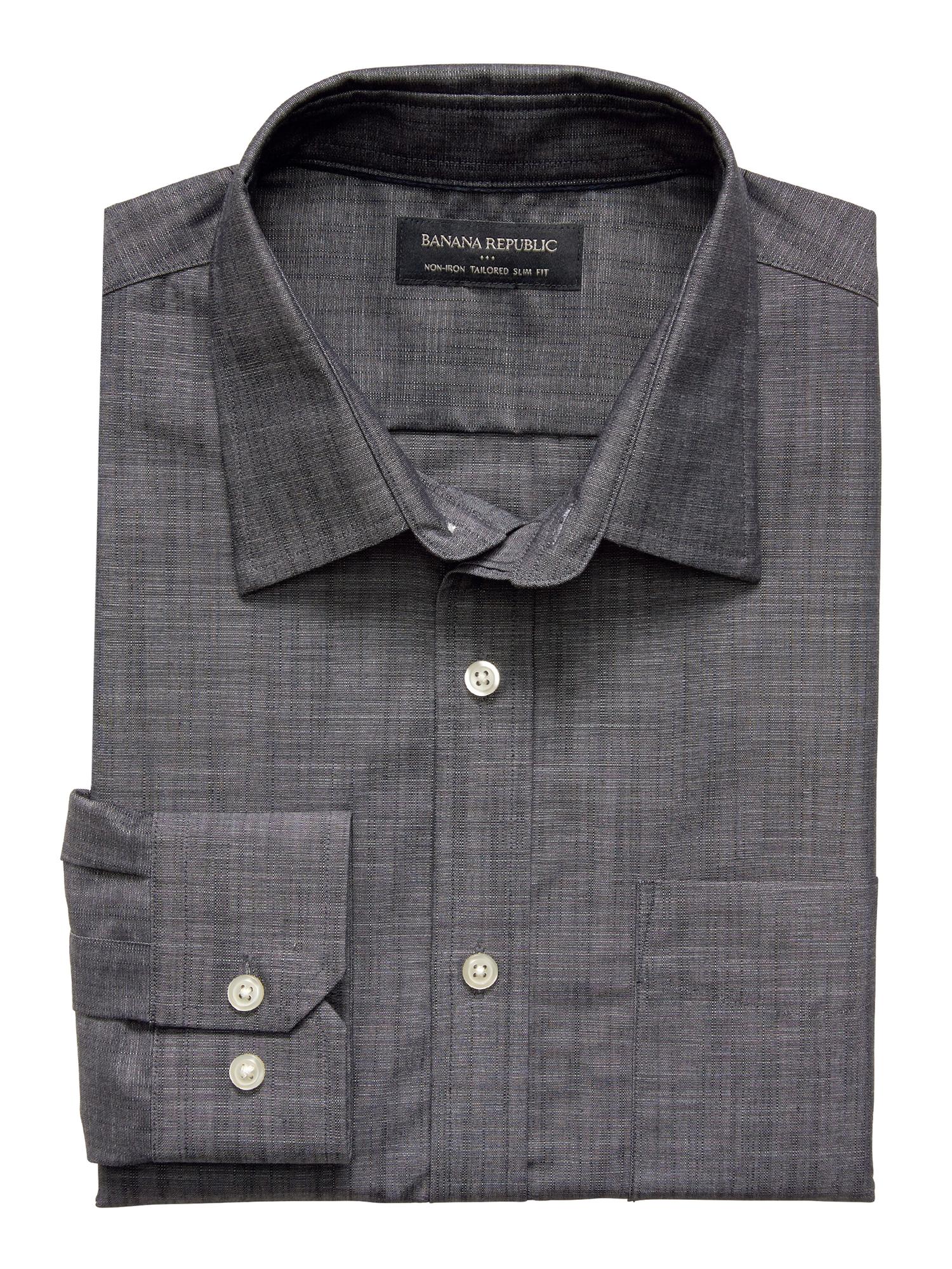 Tailored-Fit Non-Iron Chambray Shirt | Banana Republic Factory
