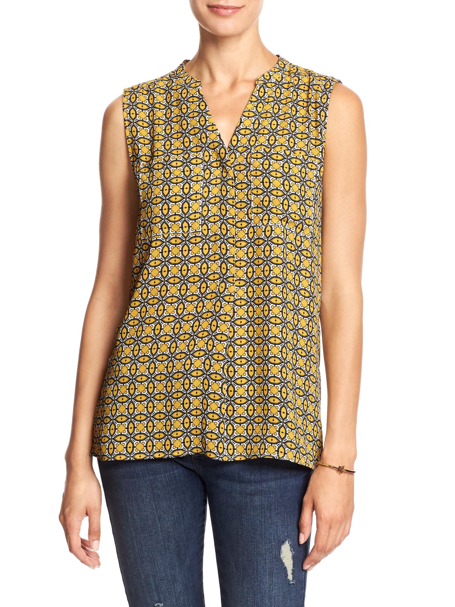 Print 1/2-Placket Top | Banana Republic Factory