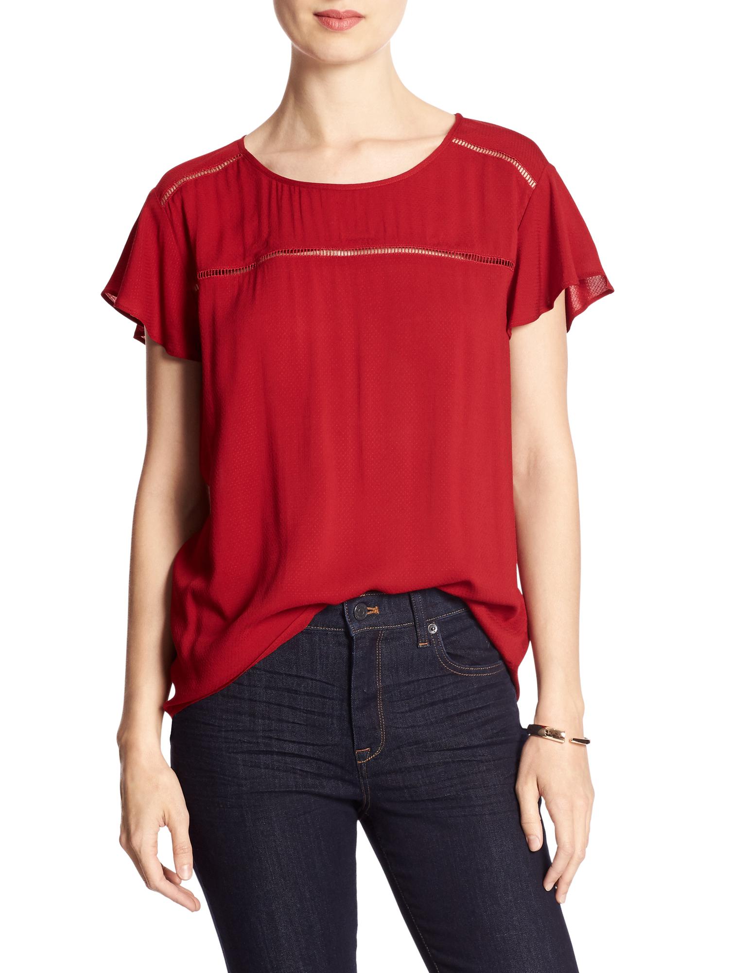 Ladder-Lace Flutter-Sleeve Top | Banana Republic Factory
