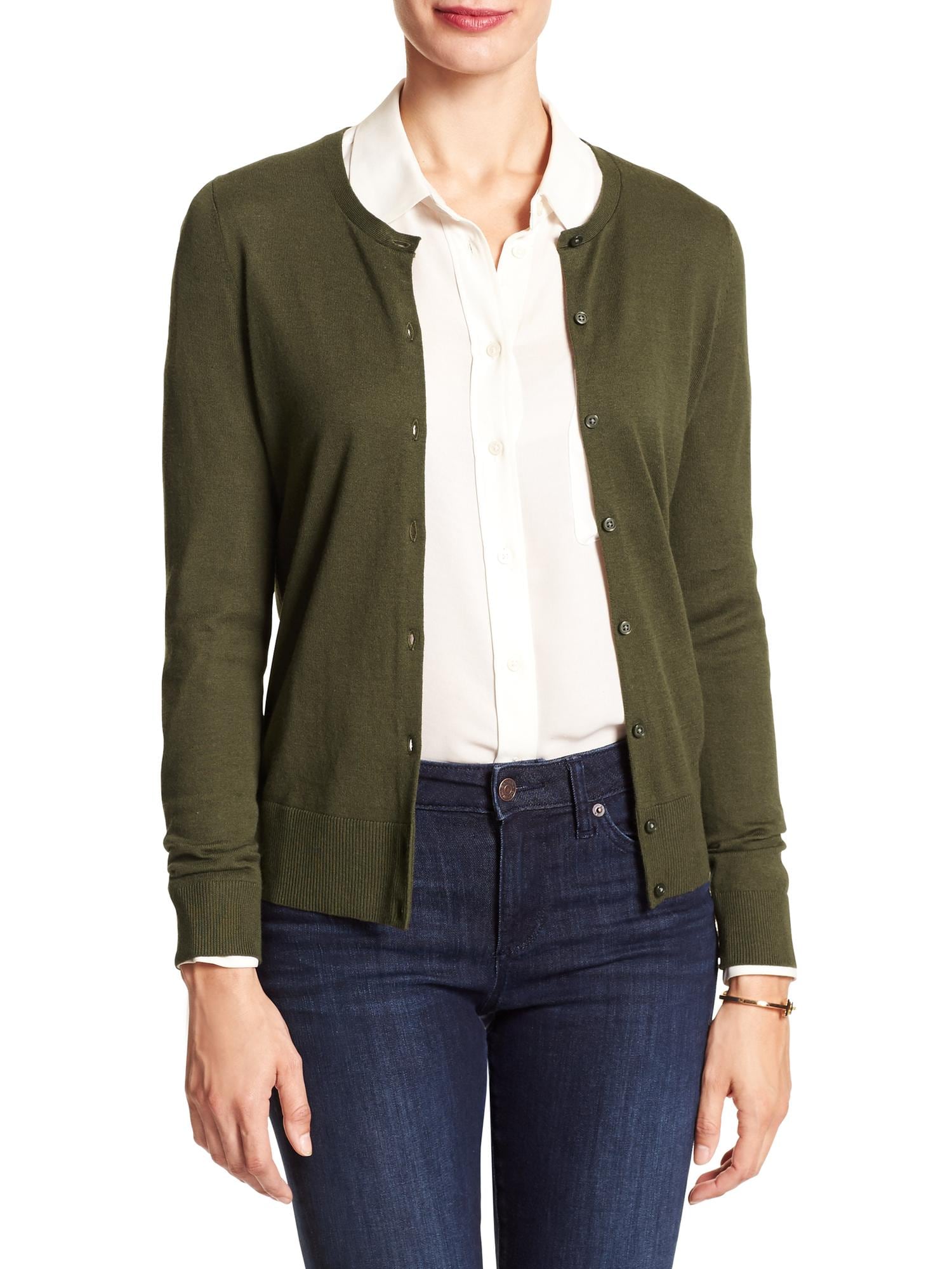 Machine Washable Forever Crew-Neck Cardigan | Banana Republic Factory