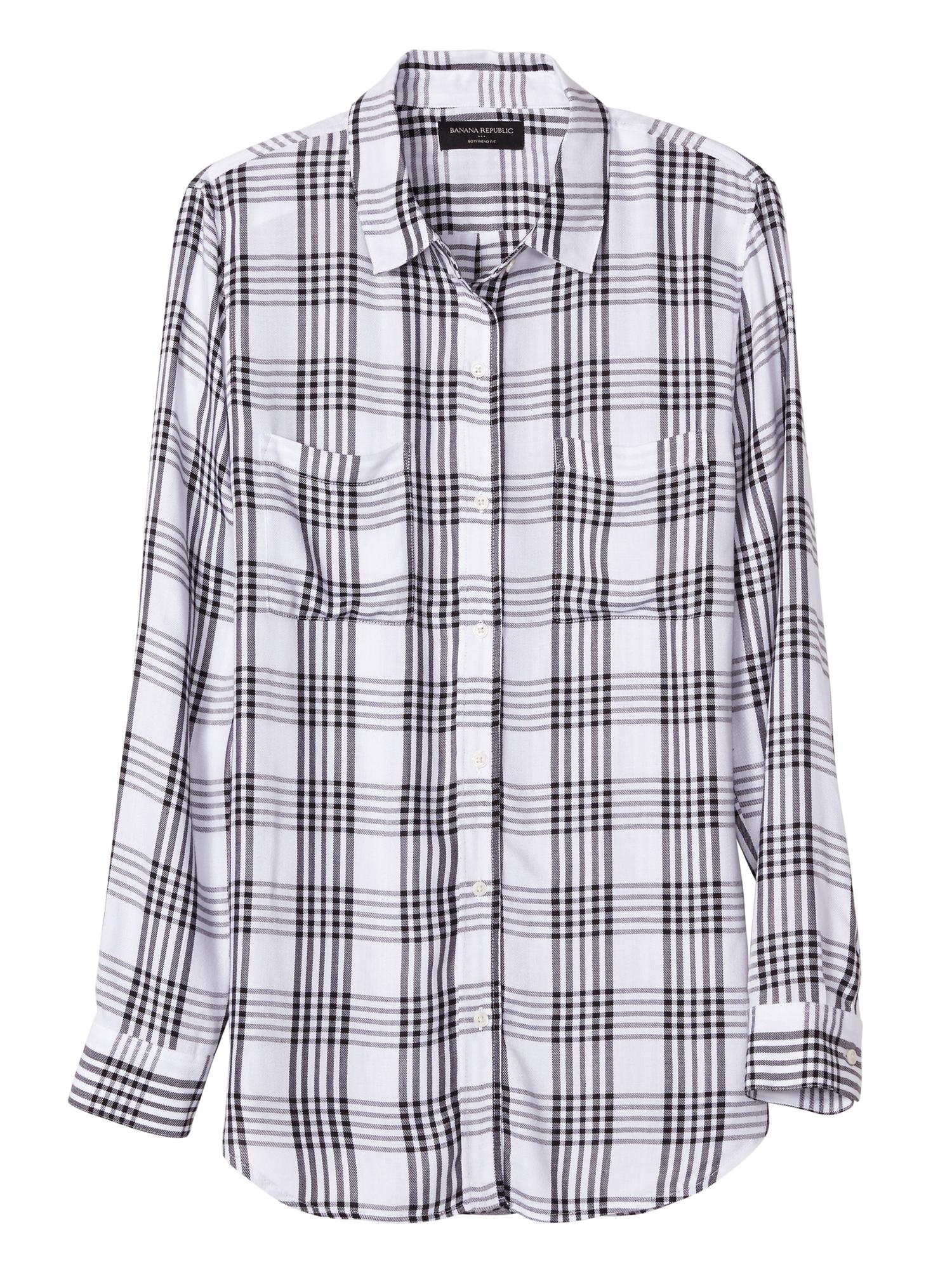 Drapey Plaid Boyfriend Shirt | Banana Republic Factory