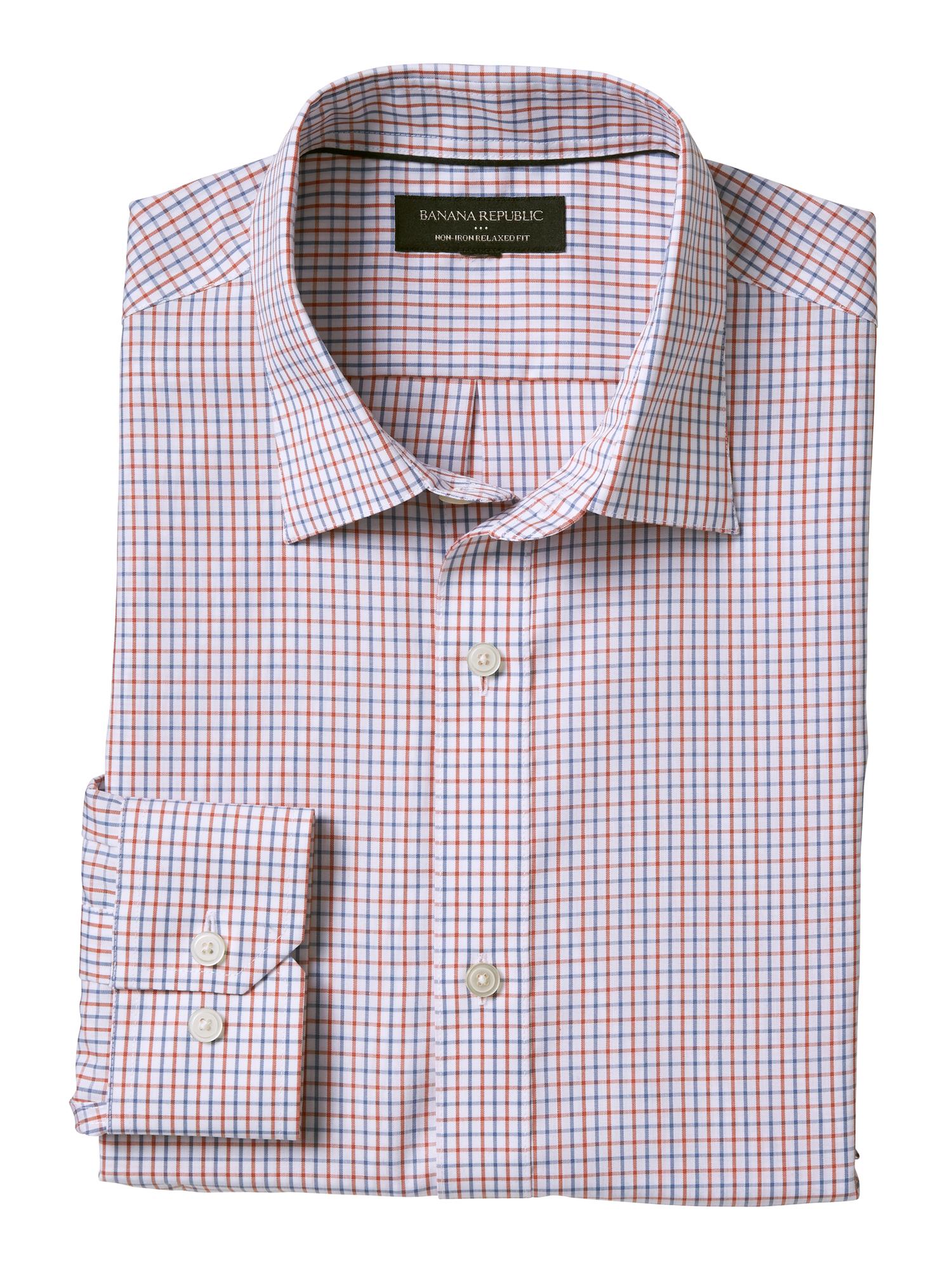 Classic-Fit Non-Iron Mini-Grid Shirt | Banana Republic Factory