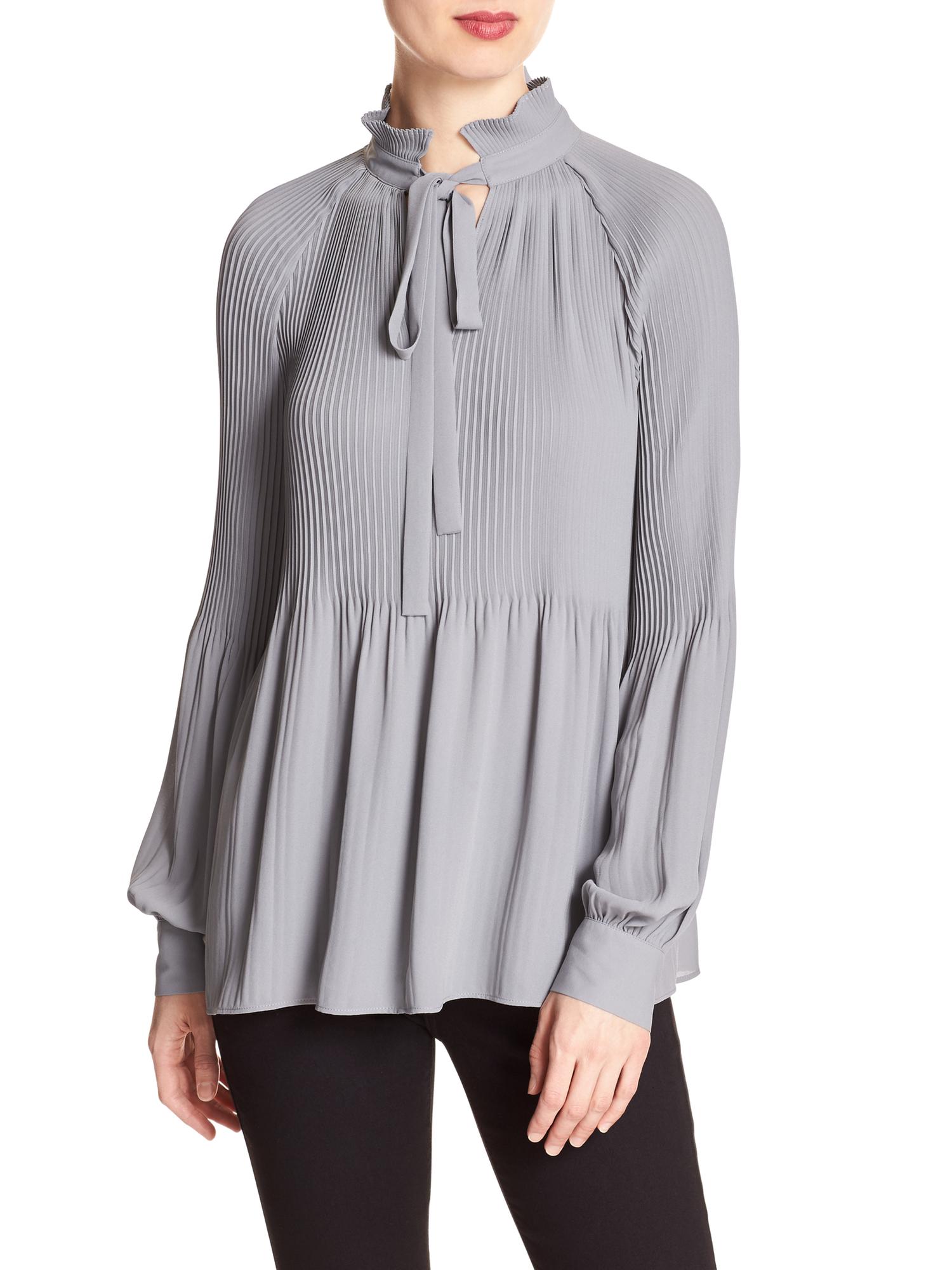 Knife-Pleat Tie-Neck Blouse | Banana Republic Factory