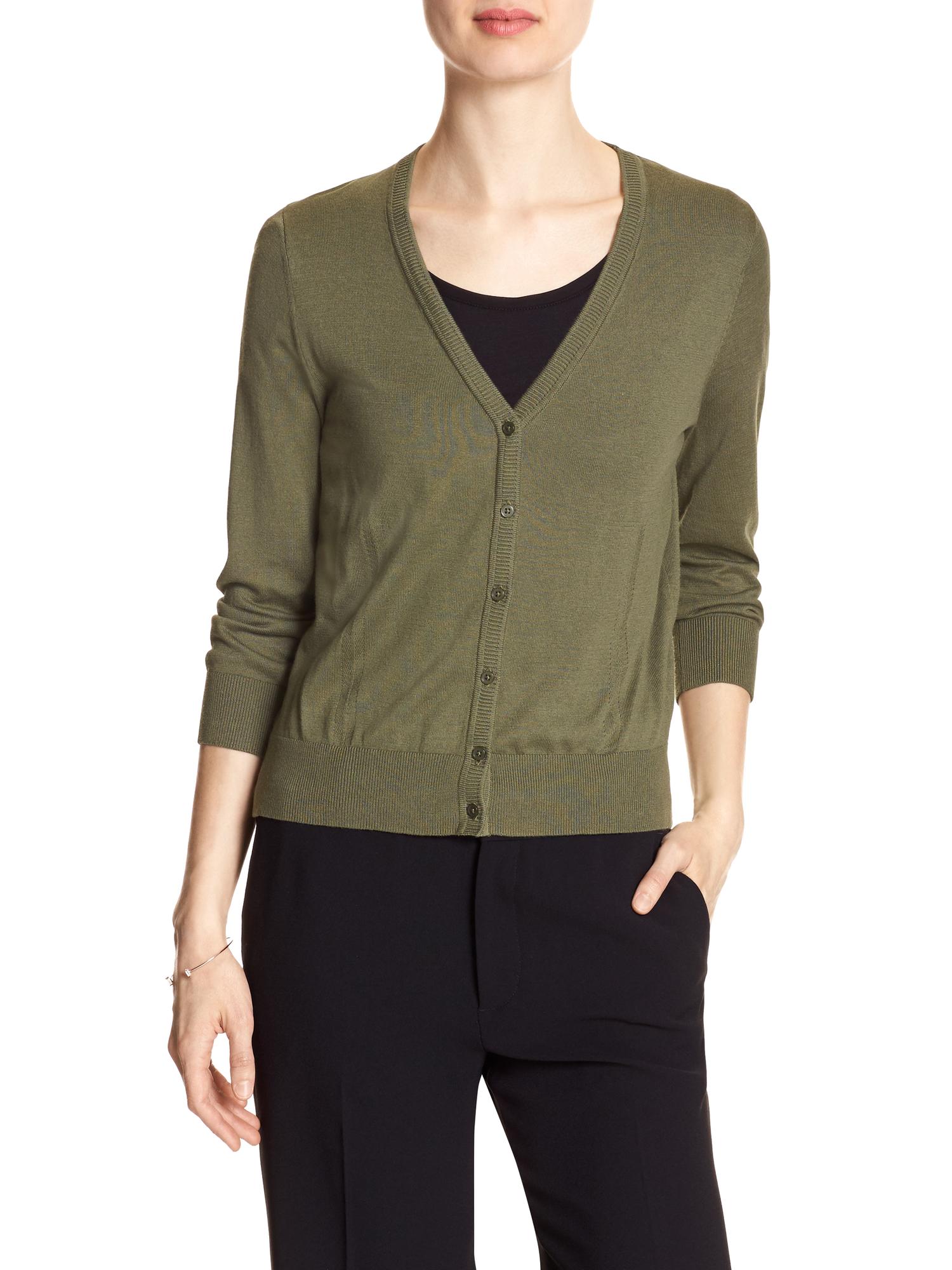 Machine Washable 3/4-Sleeve V-Neck Forever Cardigan | Banana Republic ...