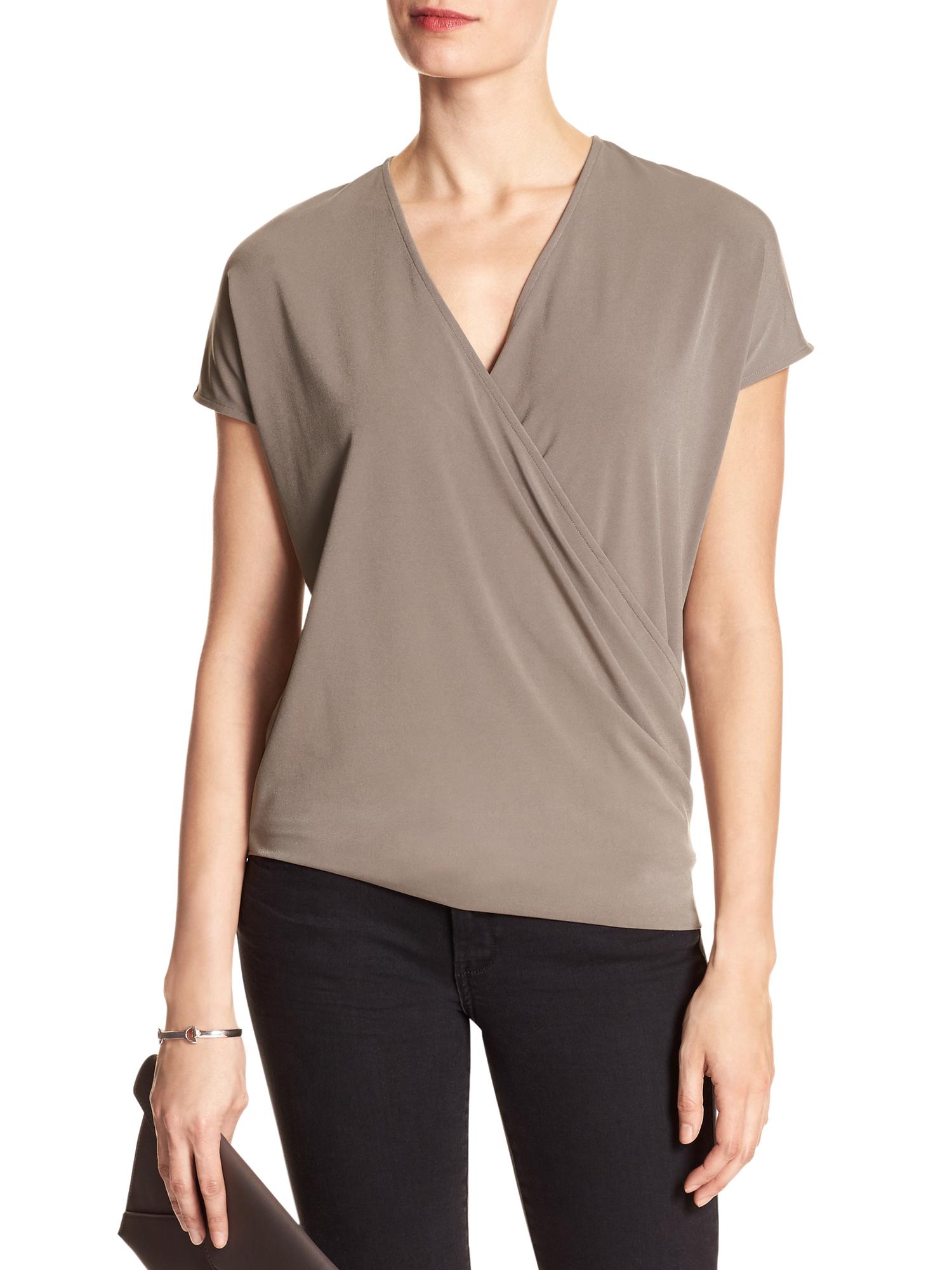 Short-Sleeve Wrap-Front Top | Banana Republic Factory