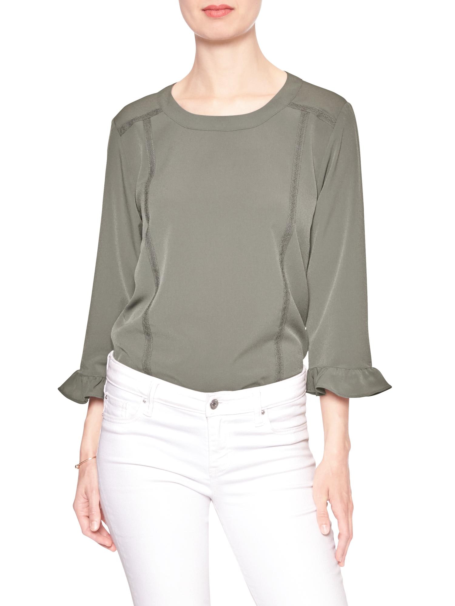 Ladder-Lace Ruffle-Sleeve Top | Banana Republic Factory
