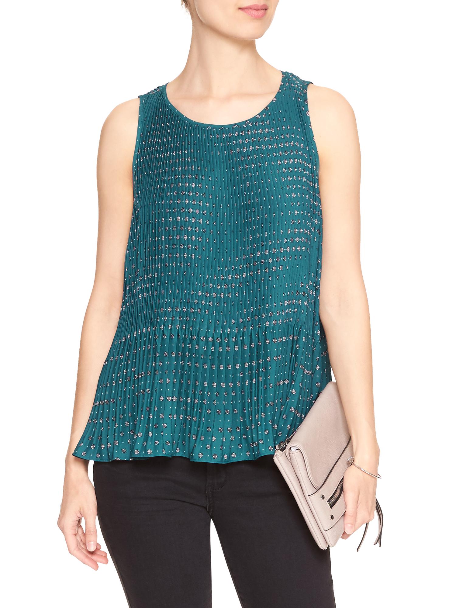 Print Crinkle Pleated Shell | Banana Republic Factory