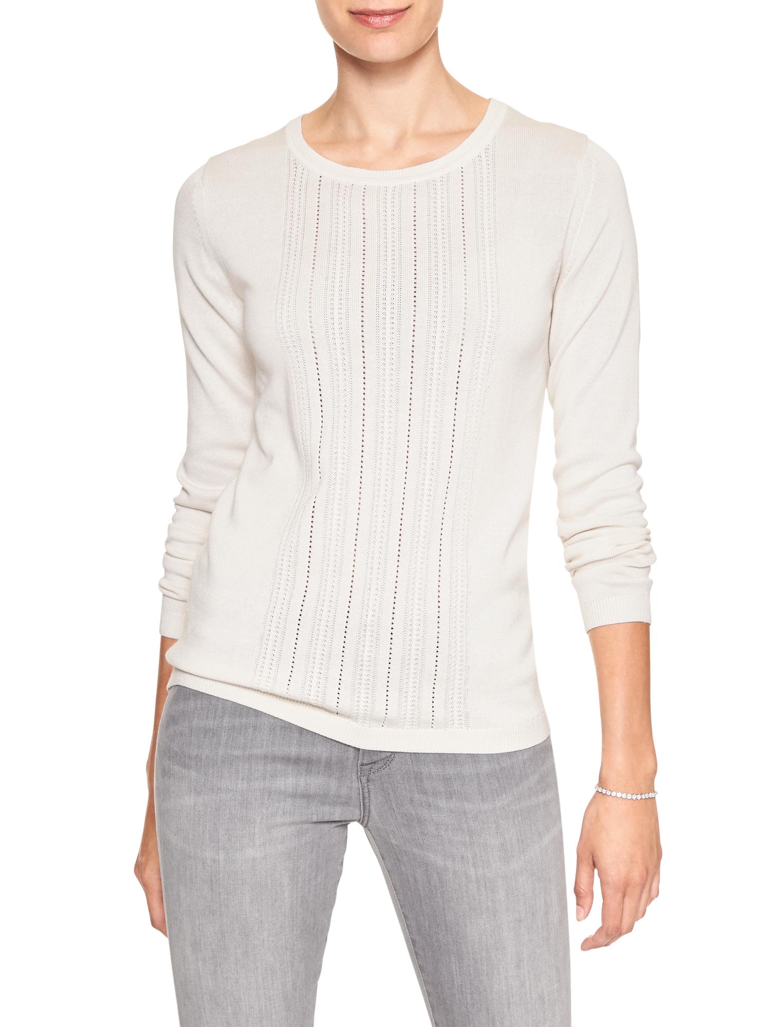 Machine Washable Forever Pointelle Crew Sweater | Banana Republic Factory