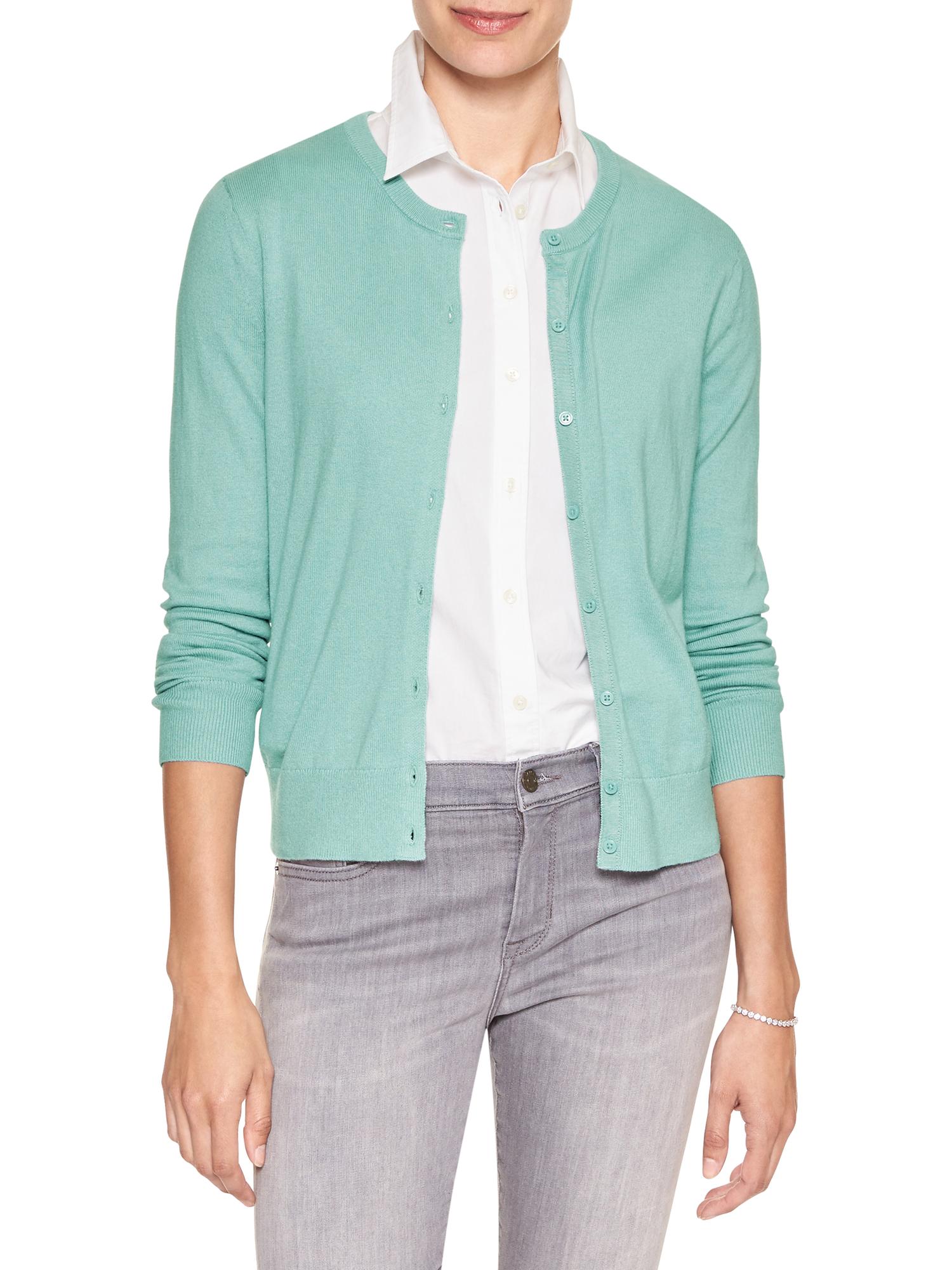 Machine Washable Premium Luxe Crew-Neck Cardigan | Banana Republic Factory