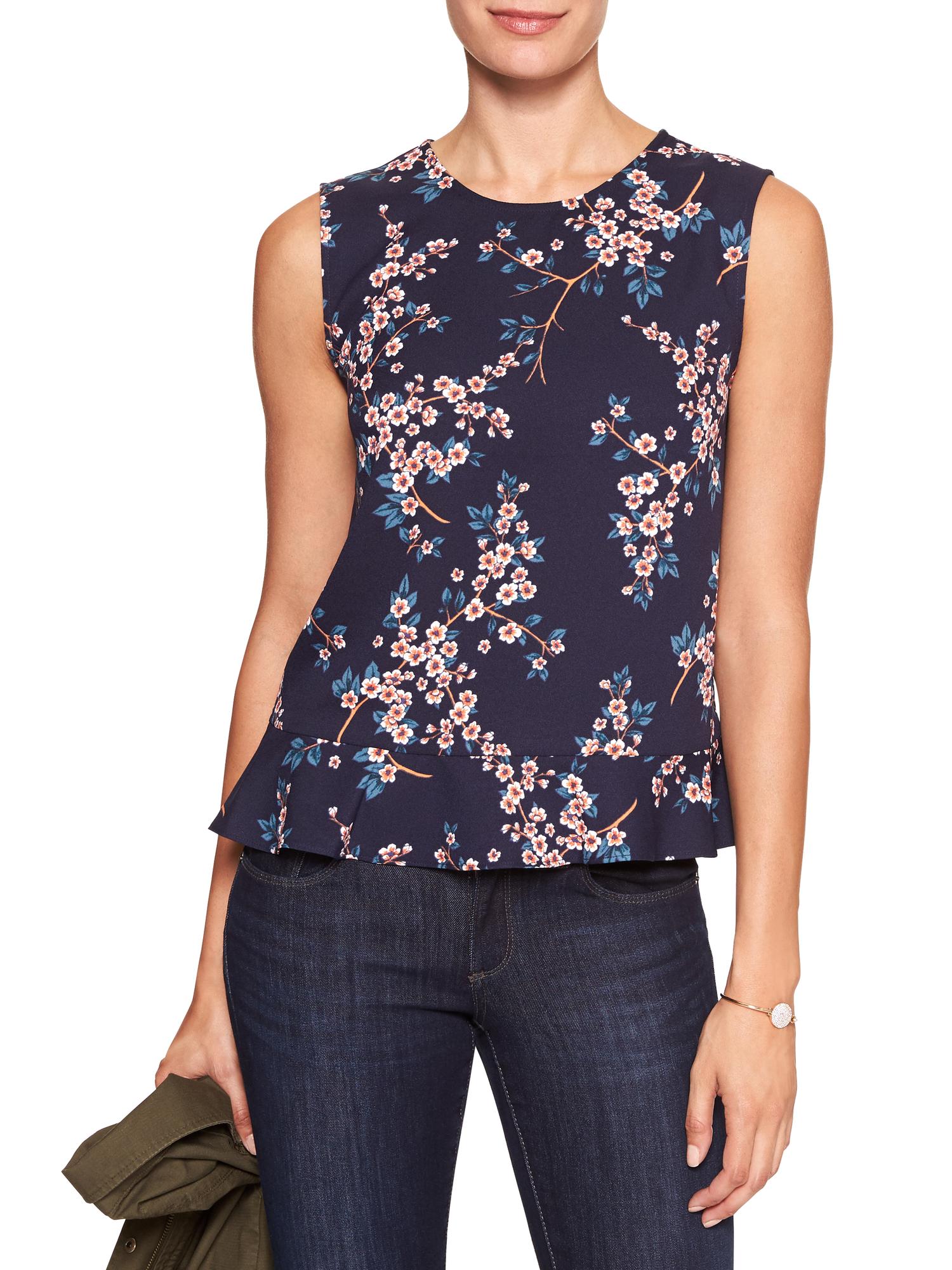 Print Ruffle-Bottom Top | Banana Republic Factory
