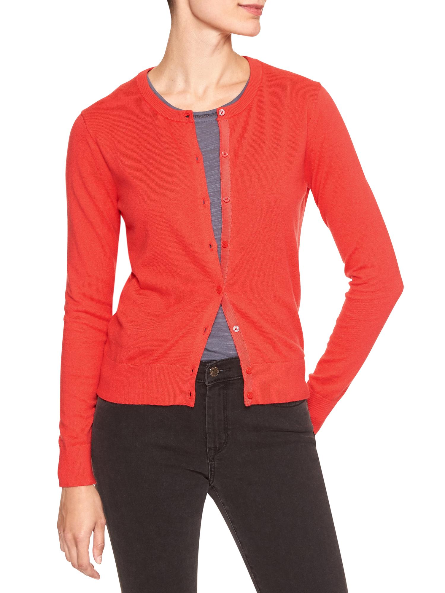 Machine Washable Premium Luxe Crew-Neck Cardigan | Banana Republic Factory