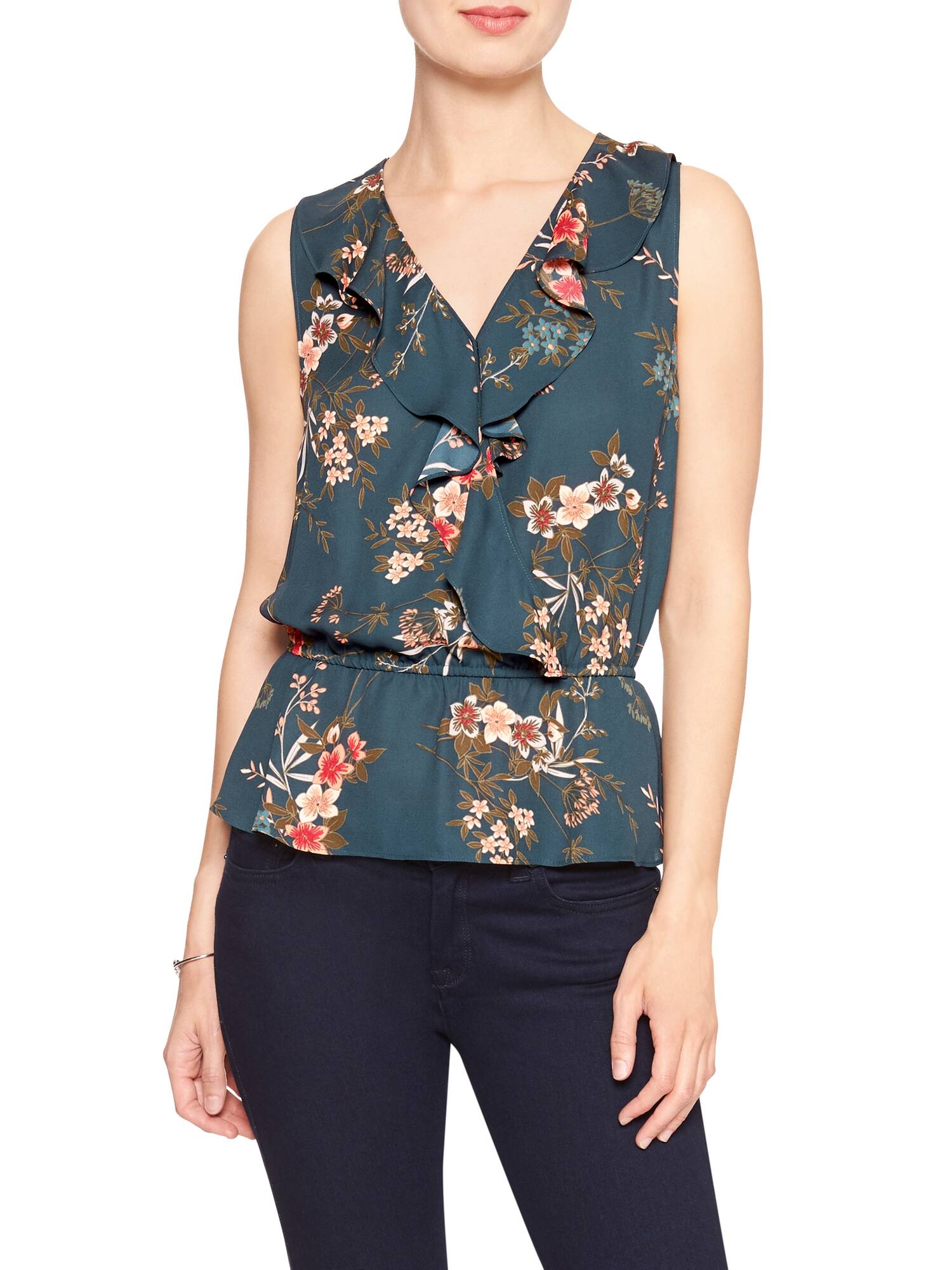 Print Ruffle Wrap Top | Banana Republic Factory