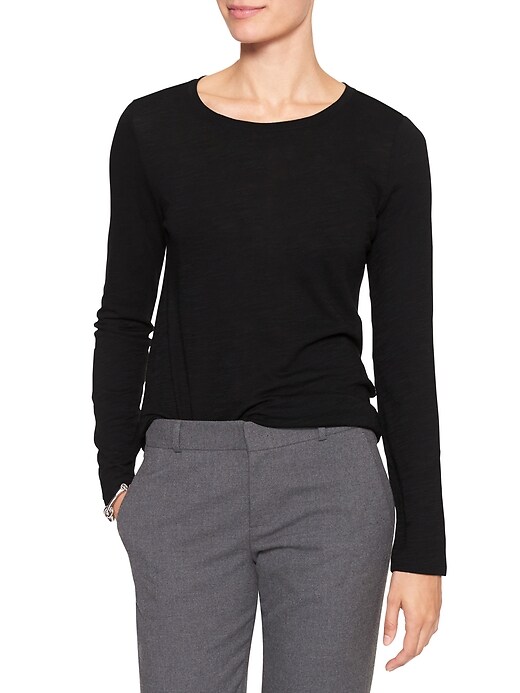 Malibu Crew-Neck Long Sleeve Tee | Banana Republic Factory