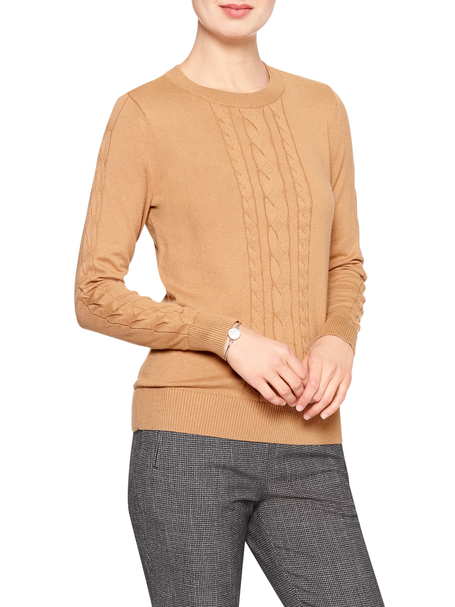 Micro-knit Cable Crew Sweater | Banana Republic Factory