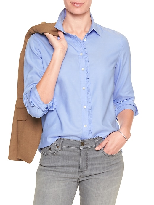 Oxford Ruffle Placket Classic Shirt | Banana Republic Factory