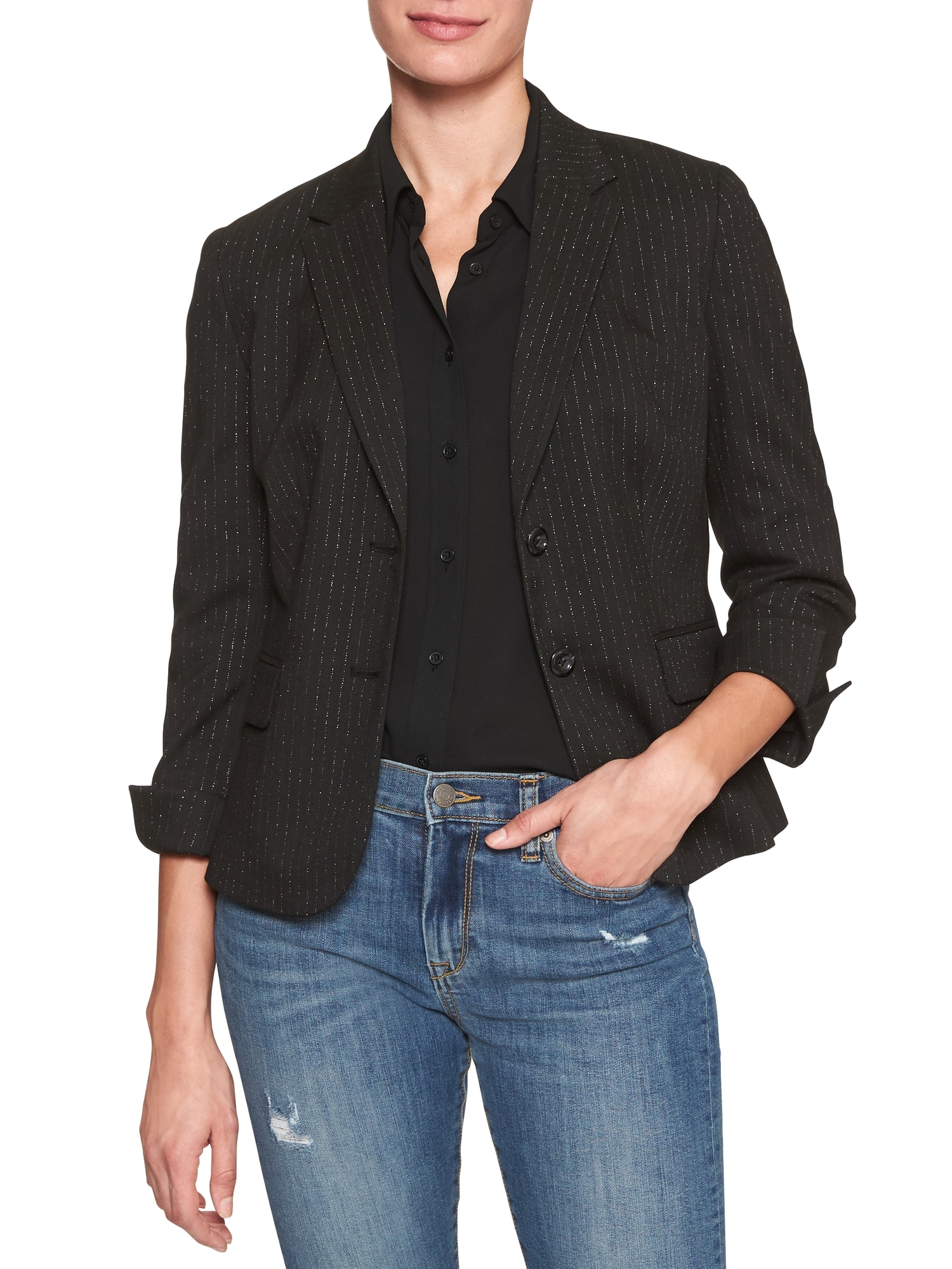 Lurex Pinstripe Blazer | Banana Republic Factory