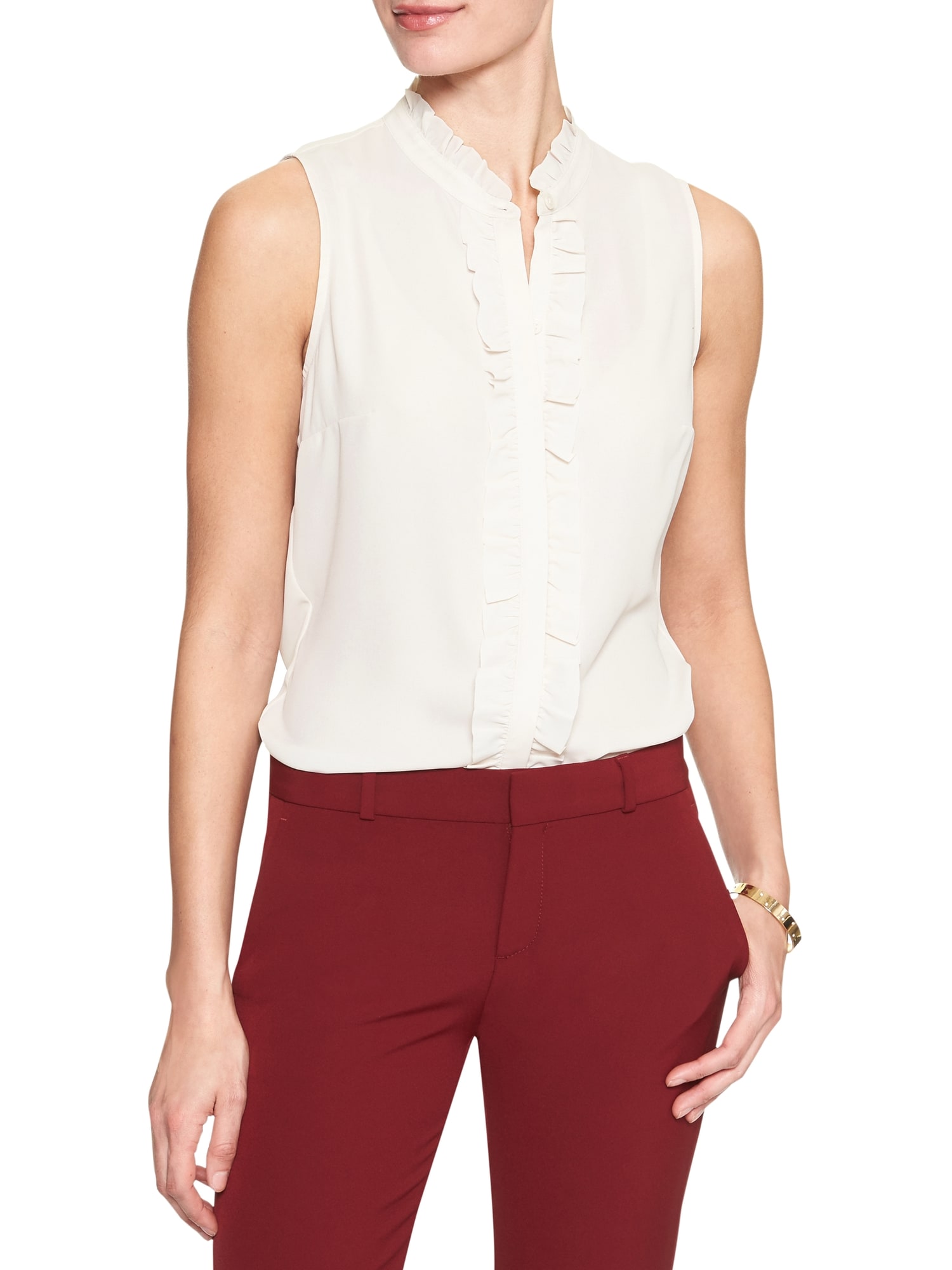 Drapey Classic Ruffle Front Tank | Banana Republic Factory