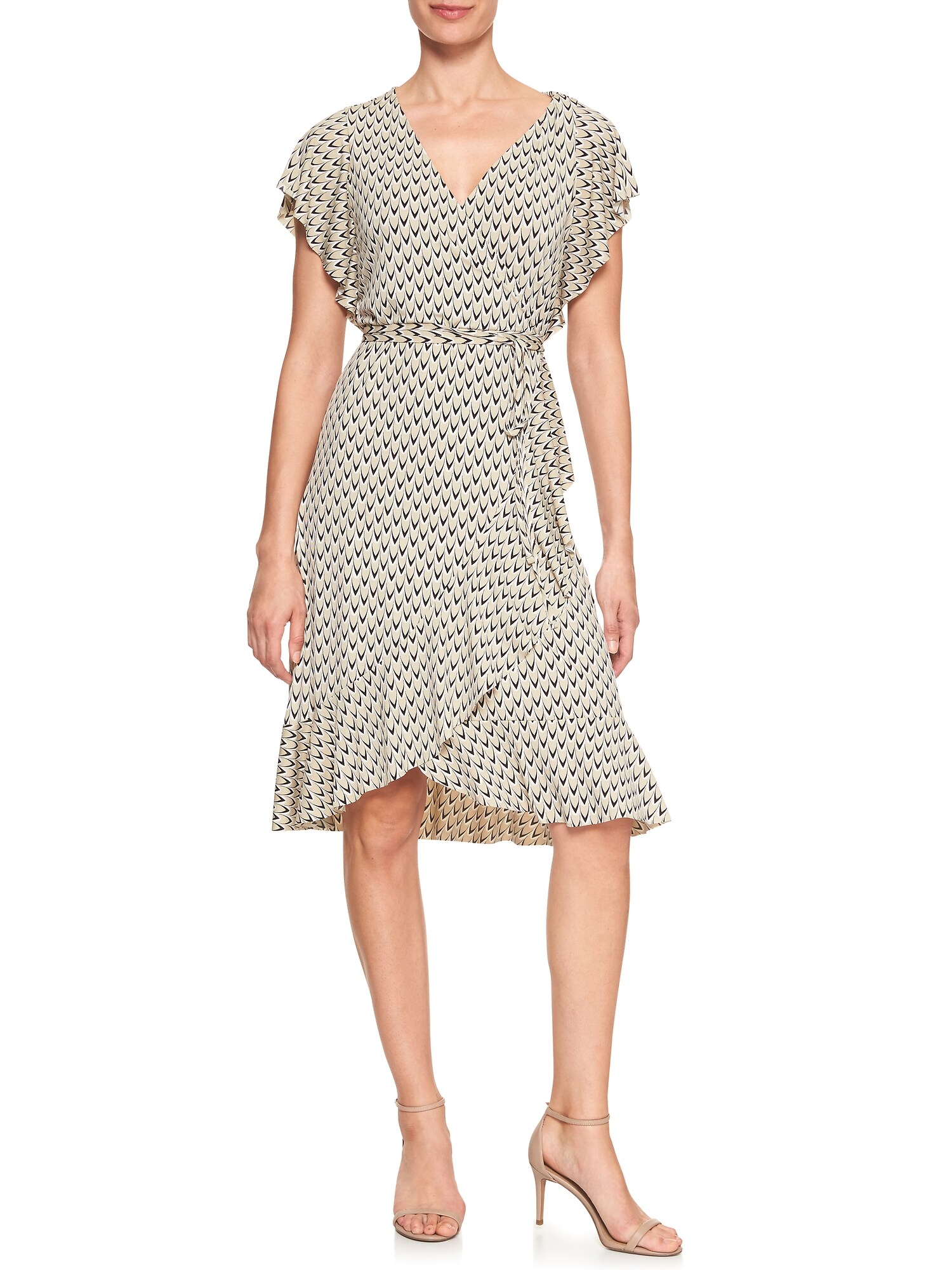 Print Flutter Wrap Dress | Banana Republic Factory