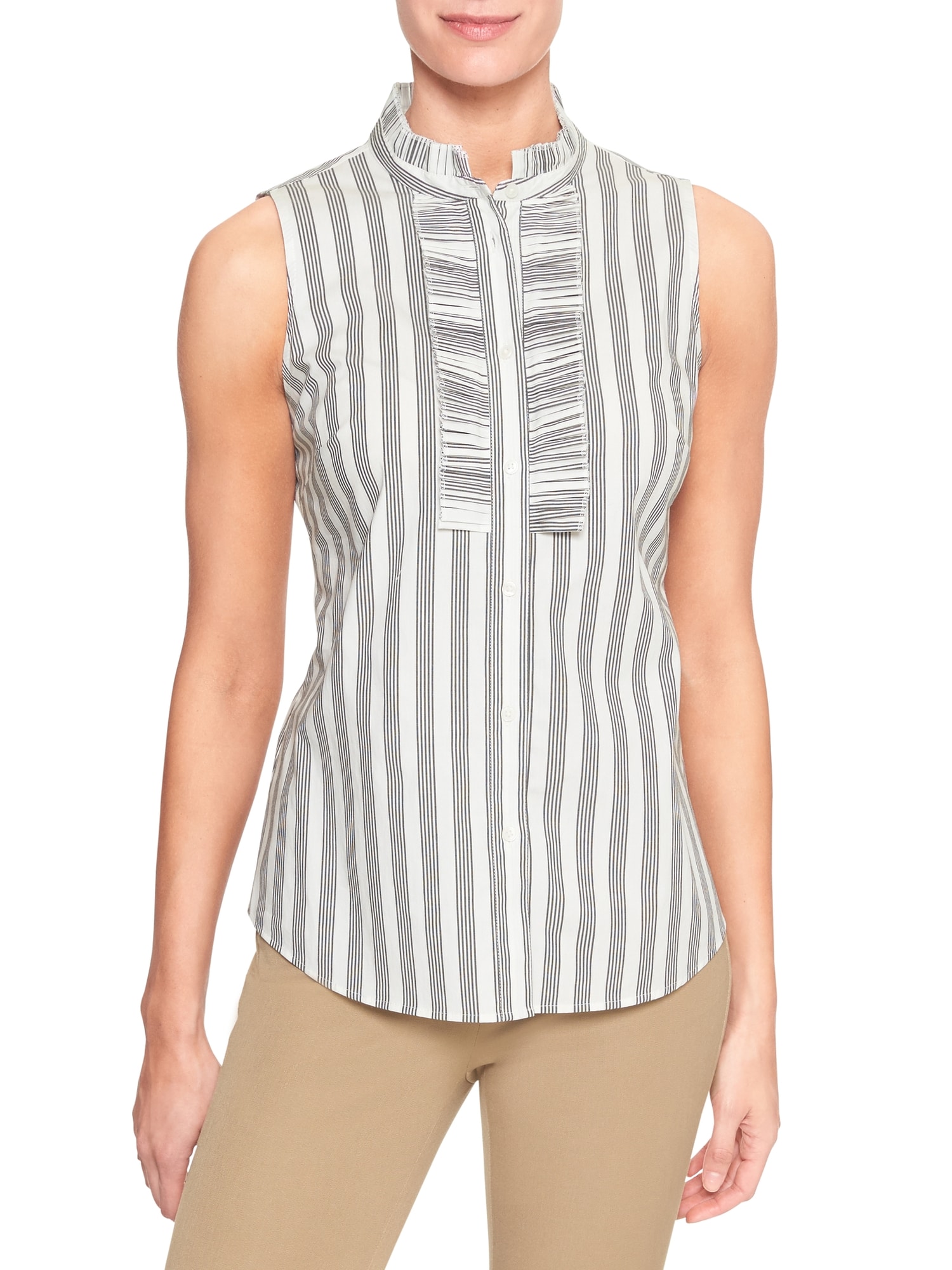 Print Sleeveless Tailored Pleat Top | Banana Republic Factory