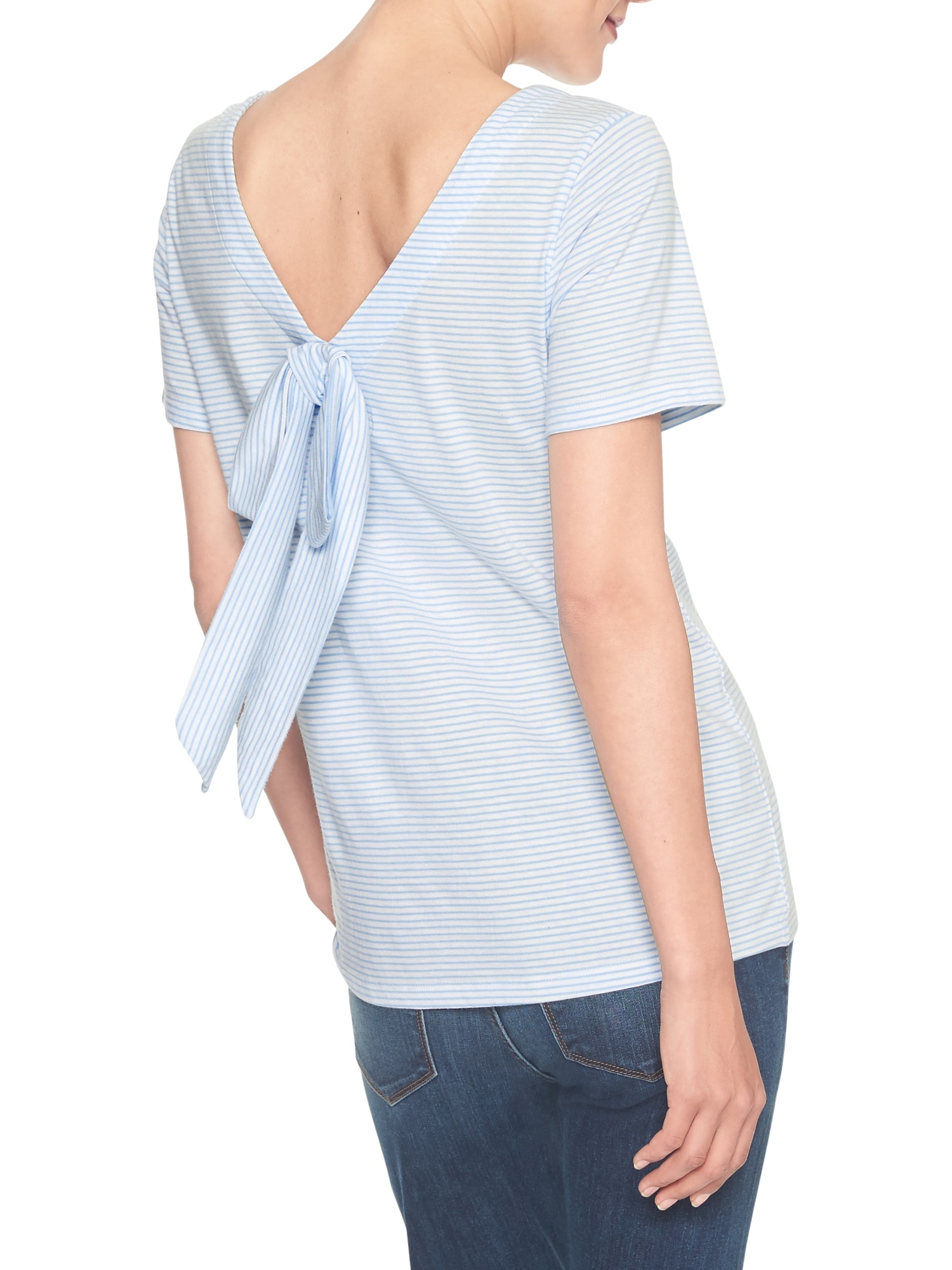 Short Sleeve Stripe Bow Back Top | Banana Republic Factory