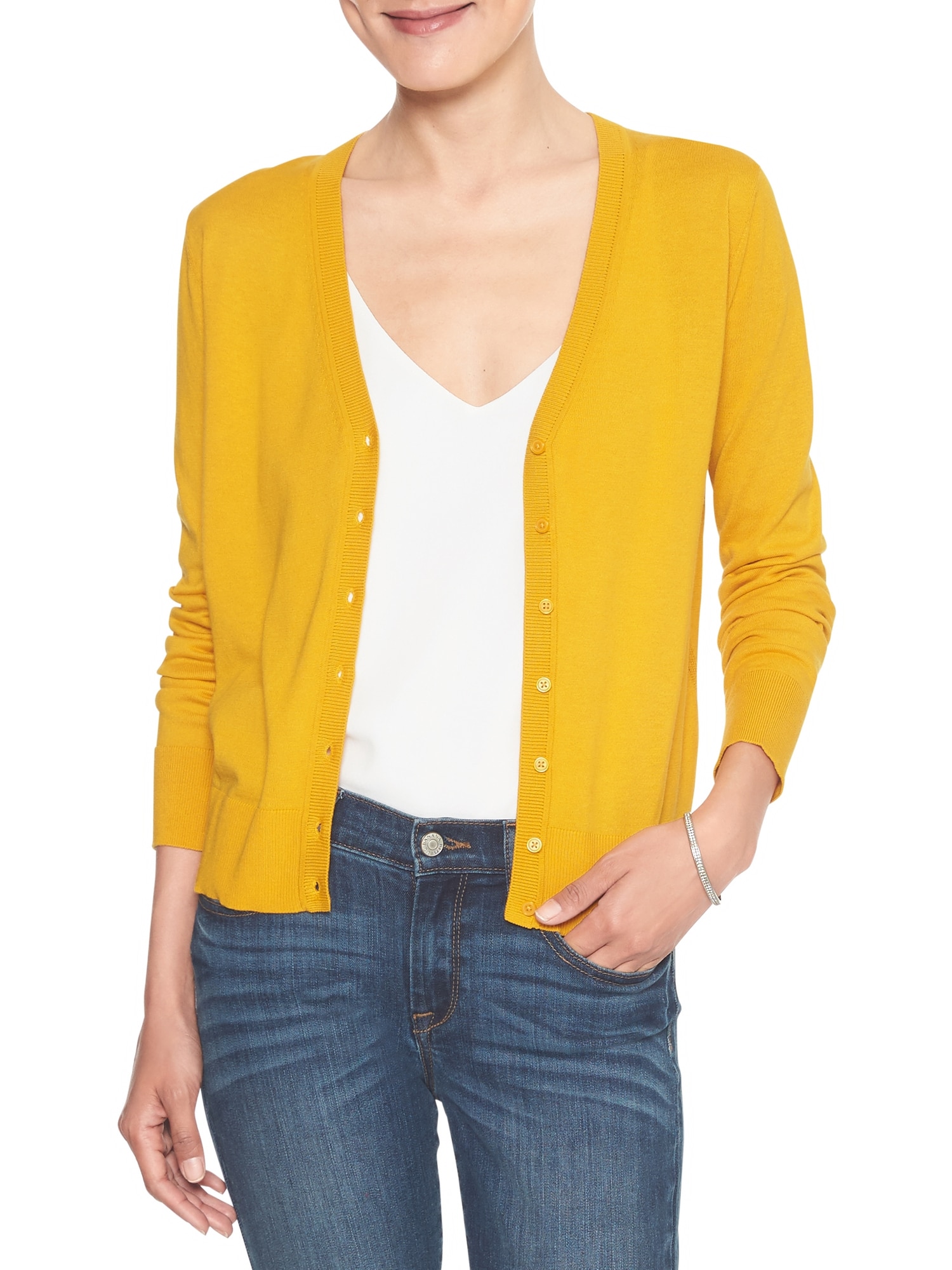 Petite Machine Washable V-Neck Forever Cardigan | Banana Republic Factory