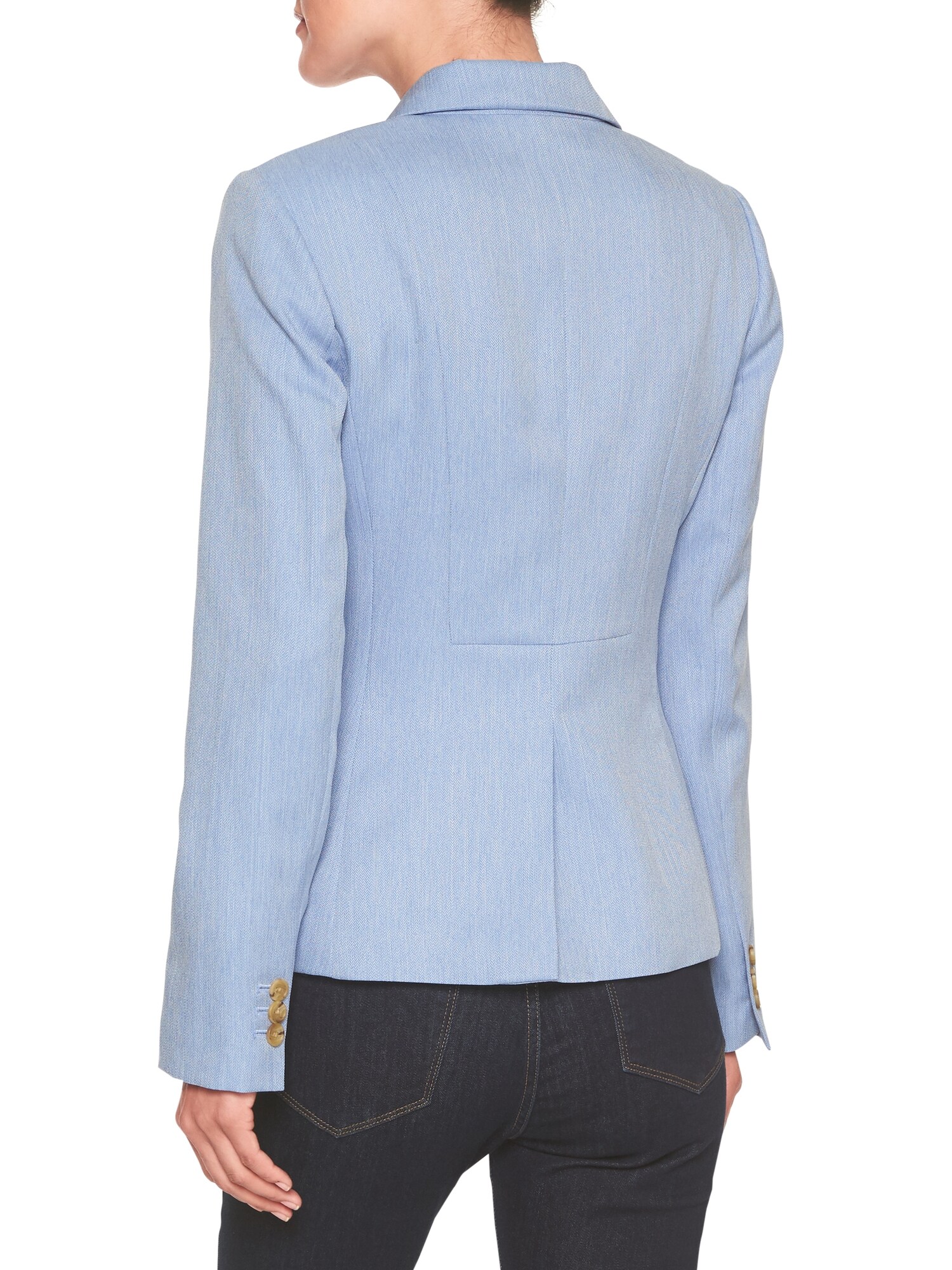 Machine Washable Blue Mini Herringbone Cutaway Suit Blazer | Banana ...