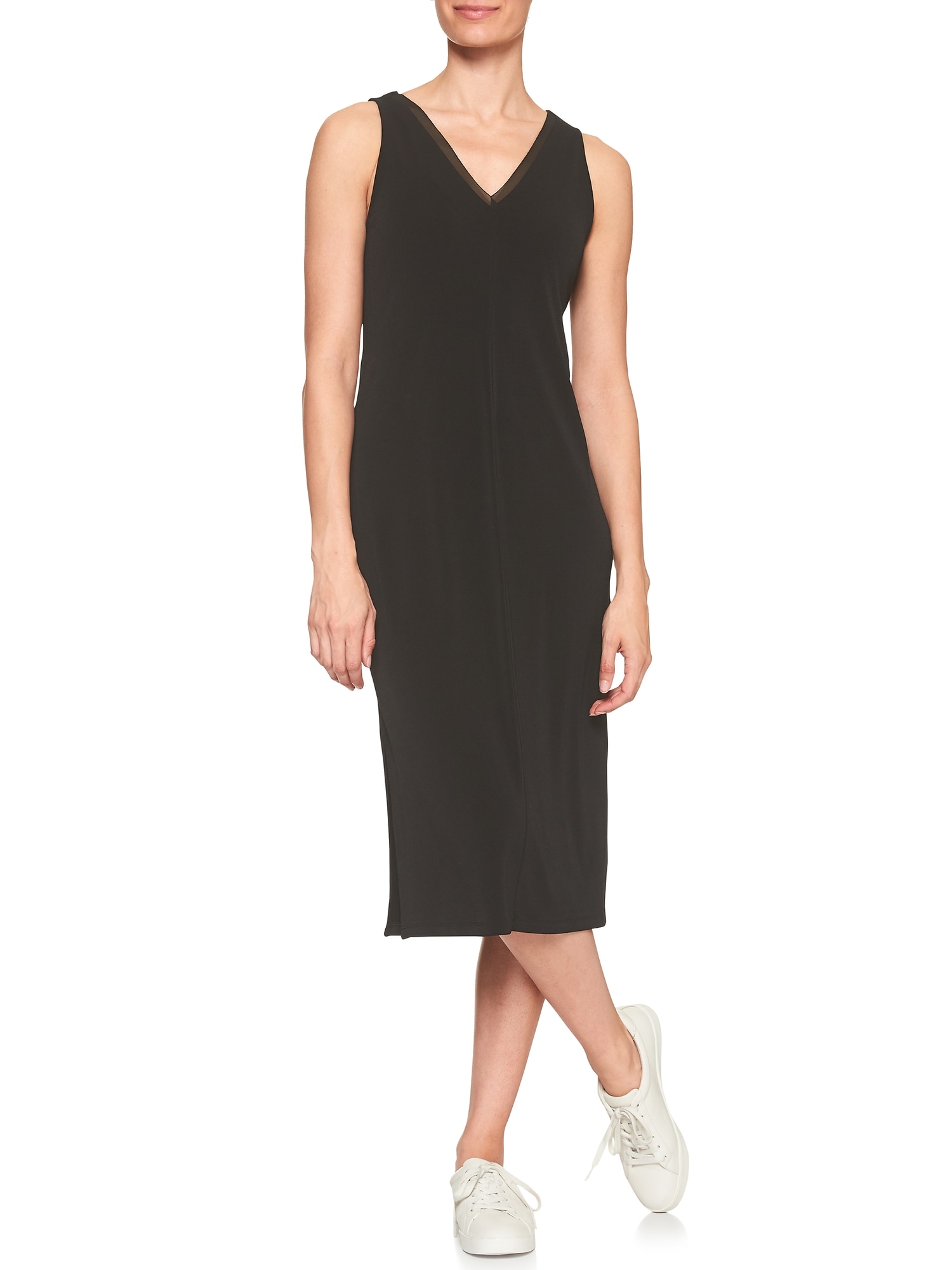 Cut Out Vee-Back Midi Dress | Banana Republic Factory
