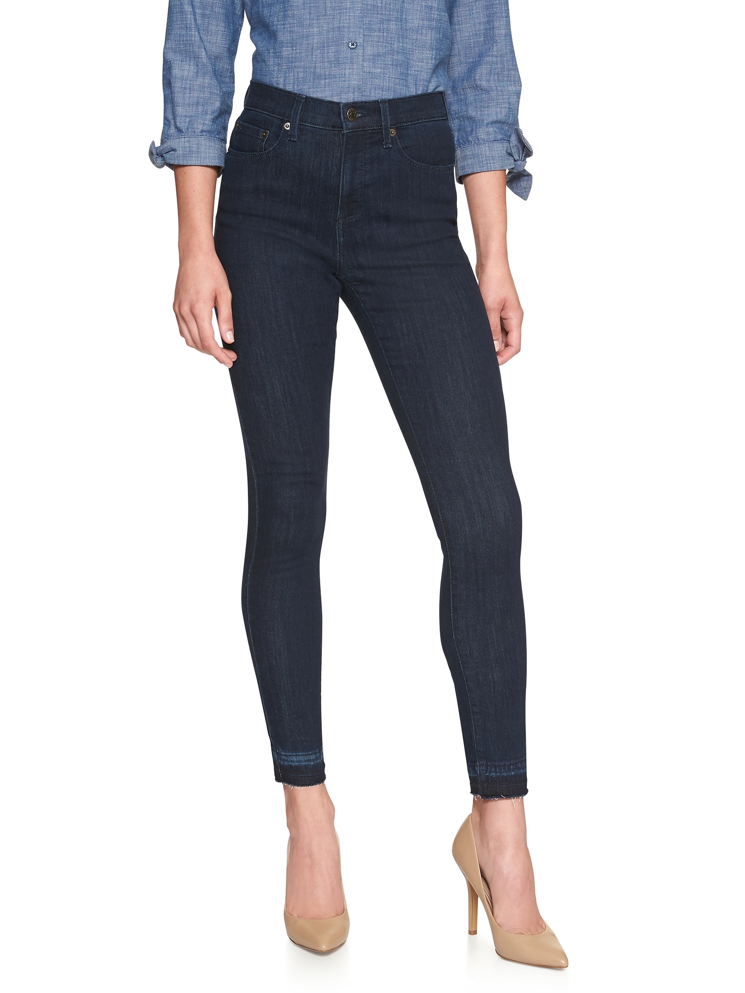 Petite High-Rise Dark Wash Let Down-Hem Skinny Jean | Banana Republic ...