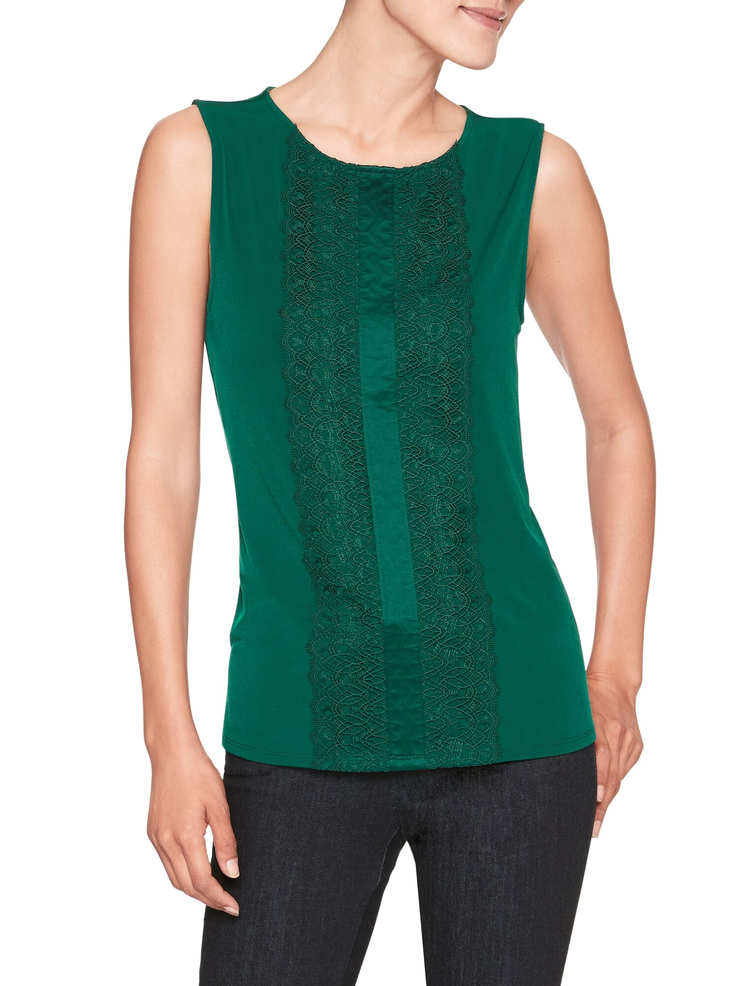 Matte Jersey Lace Front Top | Banana Republic Factory