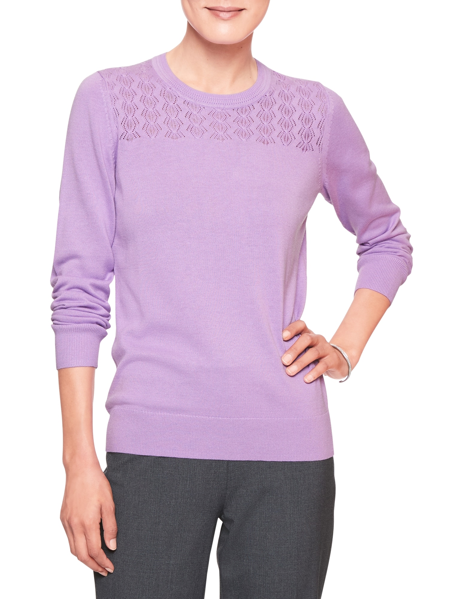 Machine Washable Forever Yoke Crew Neck Sweater | Banana Republic Factory