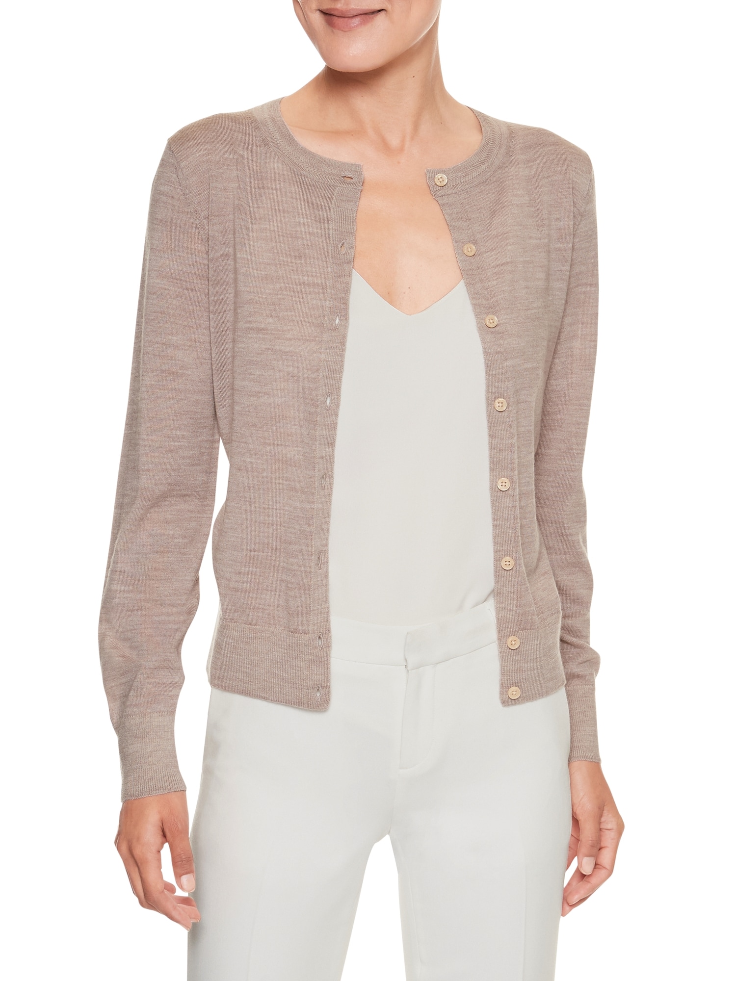 Machine Washable Merino Crew Neck Cardigan | Banana Republic Factory