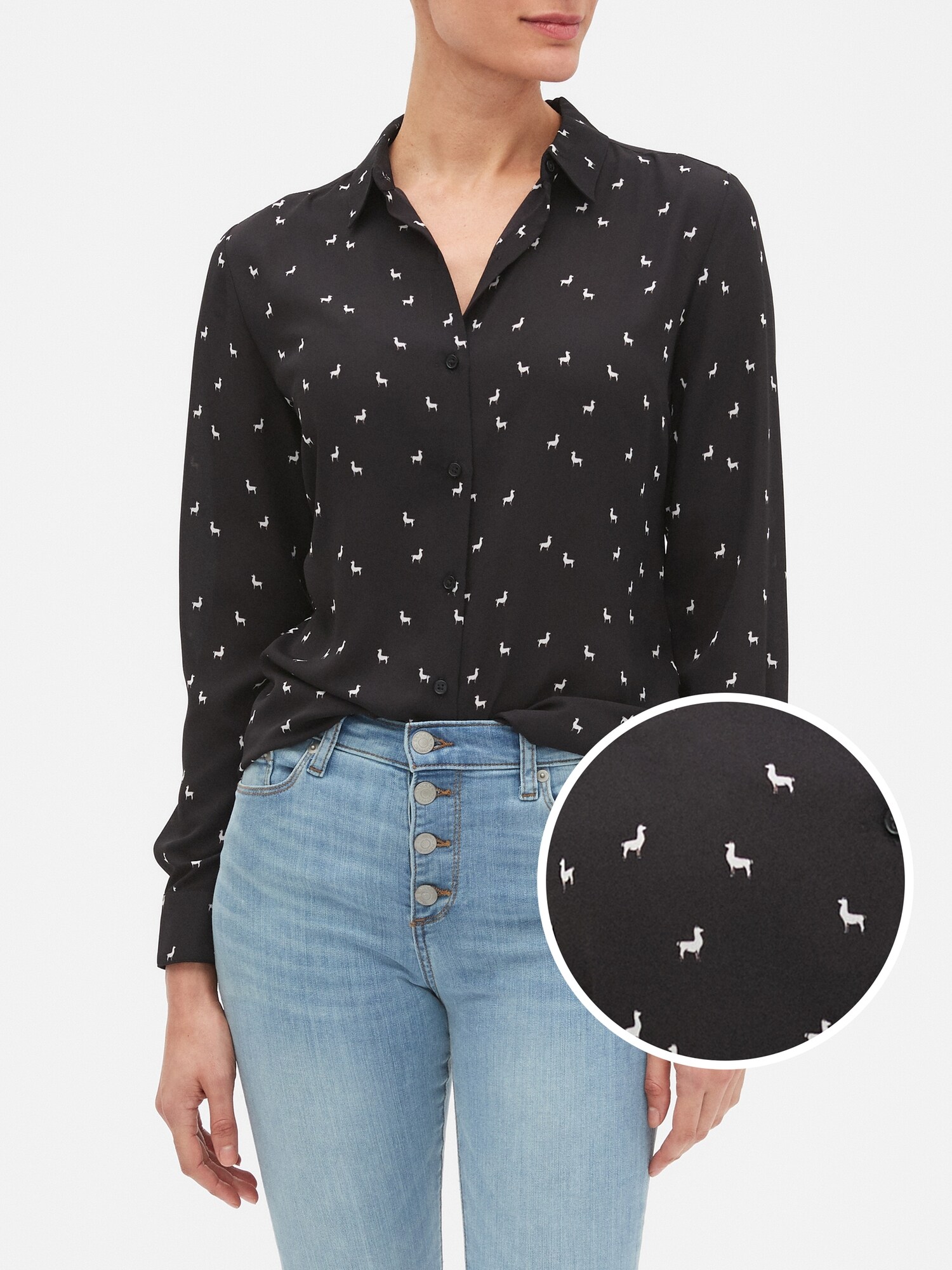 Petite Print Drapey Classic Shirt | Banana Republic Factory