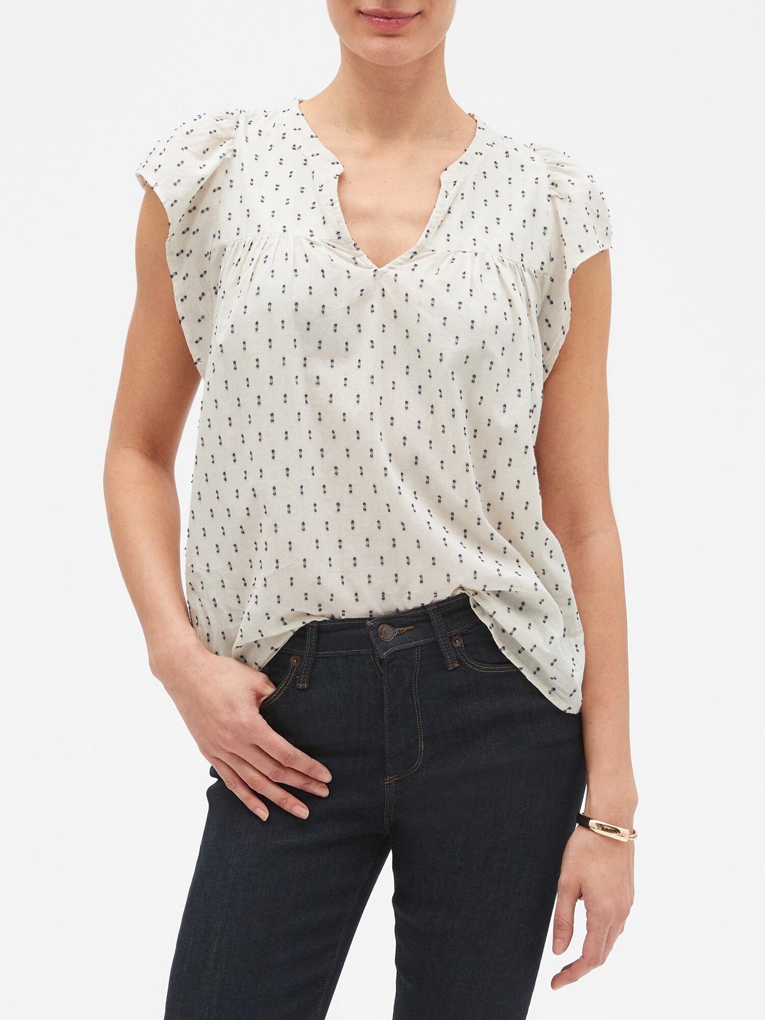 Clip Dot Flutter Sleeve Top | Banana Republic Factory