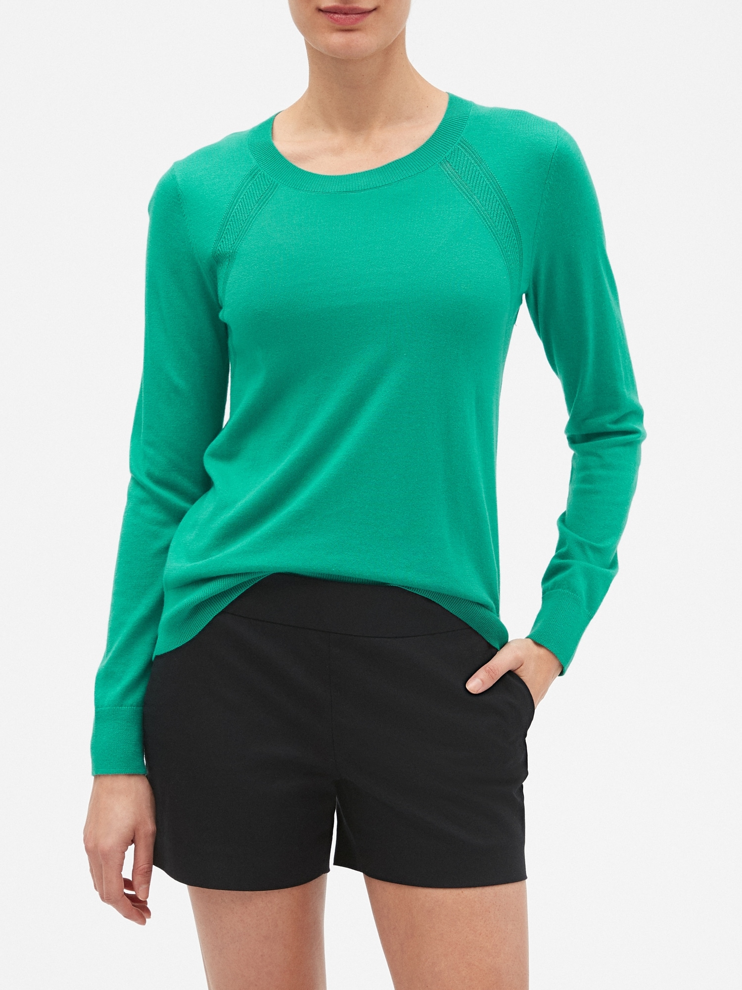 Machine Washable Forever Diagonal Ribbed Crew Neck Sweater | Banana ...