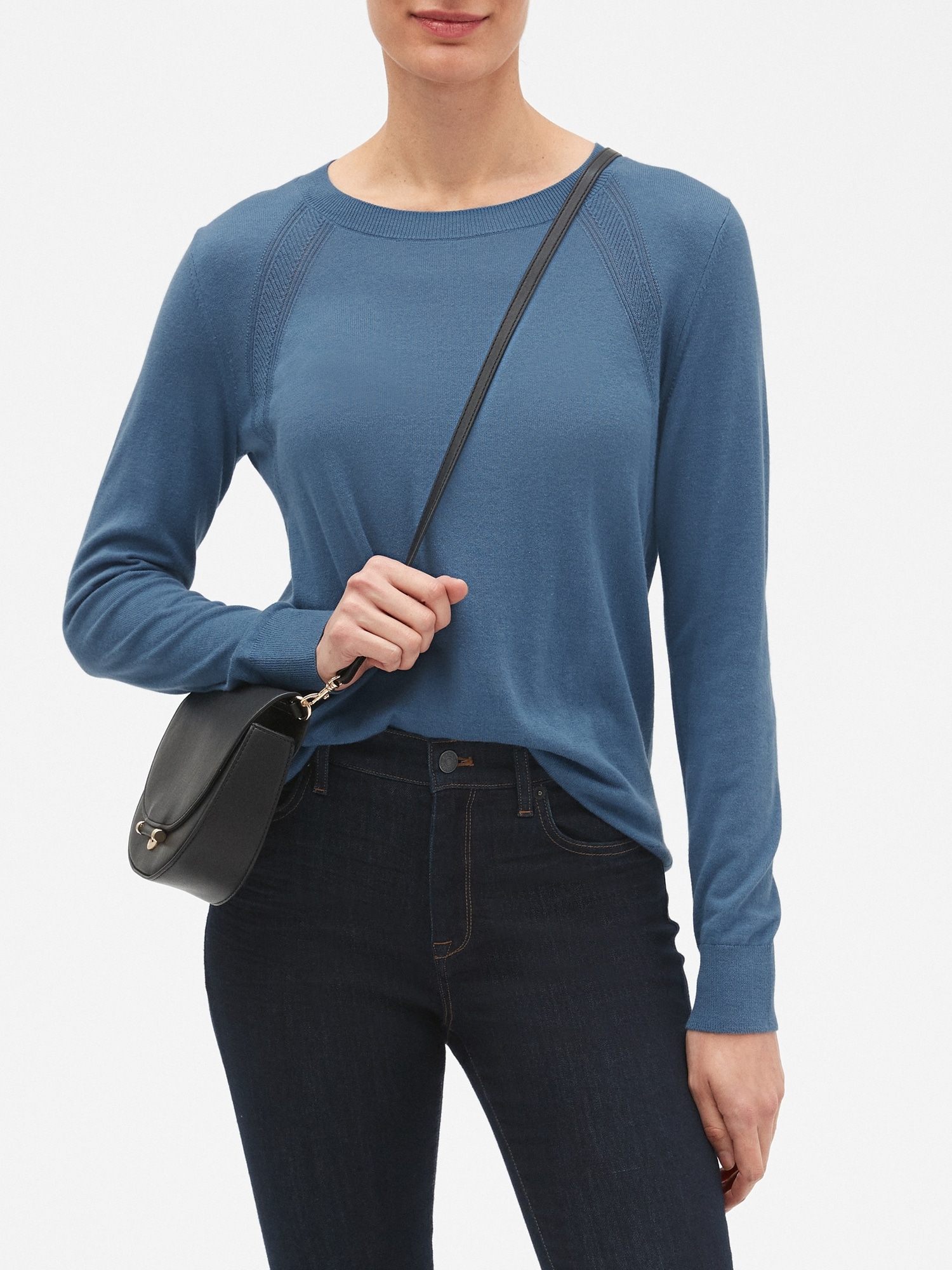 Machine Washable Forever Diagonal Ribbed Crew Neck Sweater | Banana ...