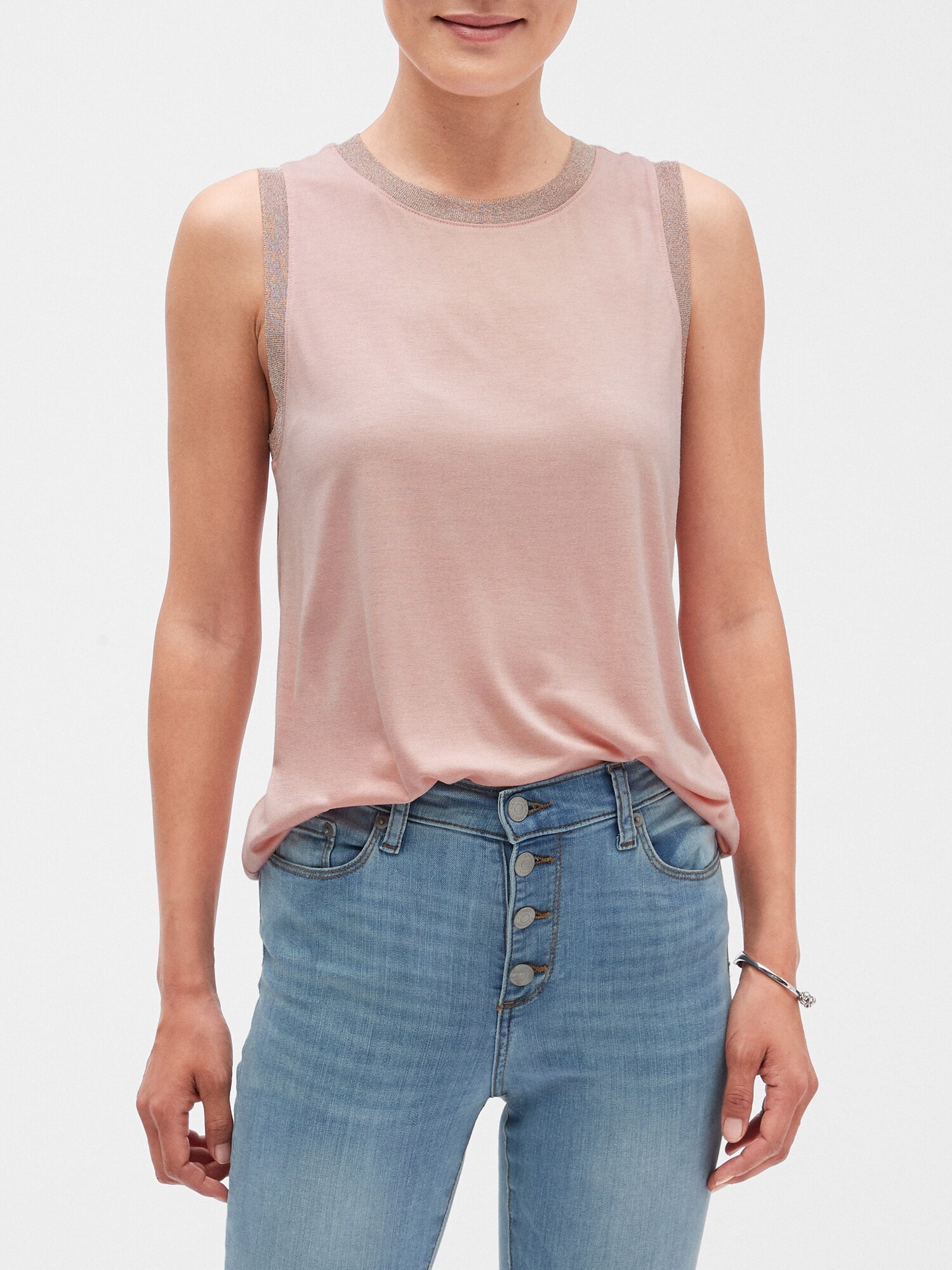 Petite Shine Trim Tank | Banana Republic Factory