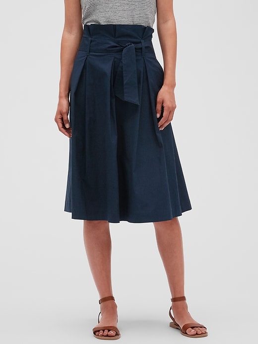 Poplin Tie Waist Midi Skirt | Banana Republic Factory