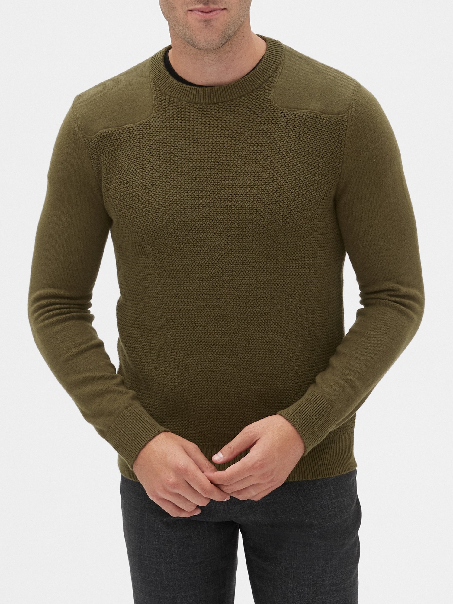 Shoulder Patch Crew-Neck Sweater | Banana Republic Factory