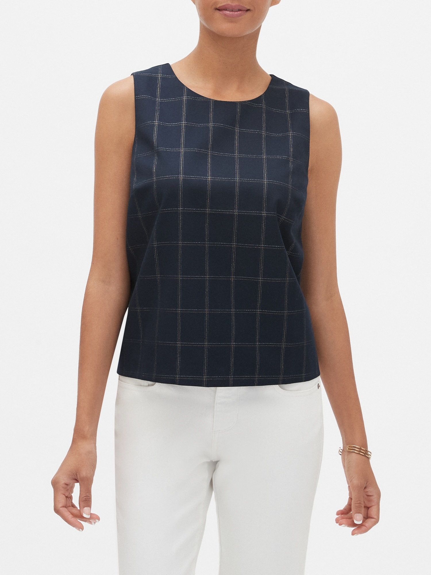 Plaid Shine Shell Top | Banana Republic Factory