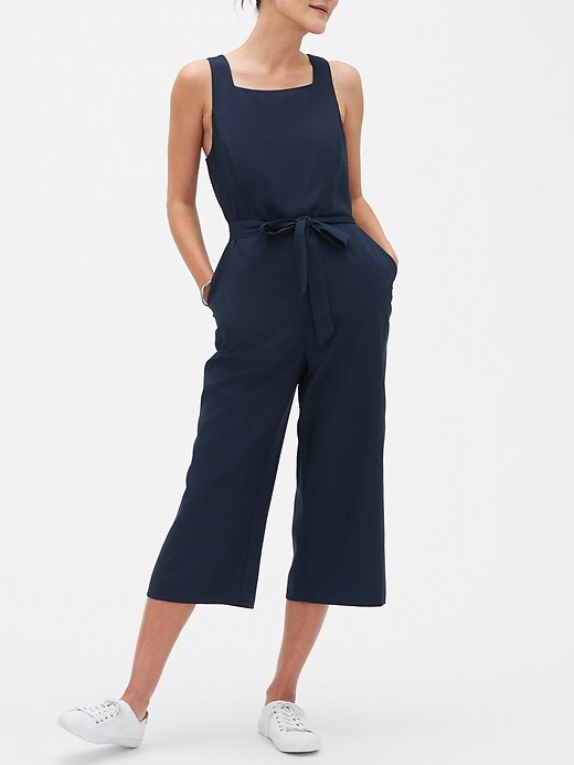 Petite Rounded Square Neck Jumpsuit | Banana Republic Factory