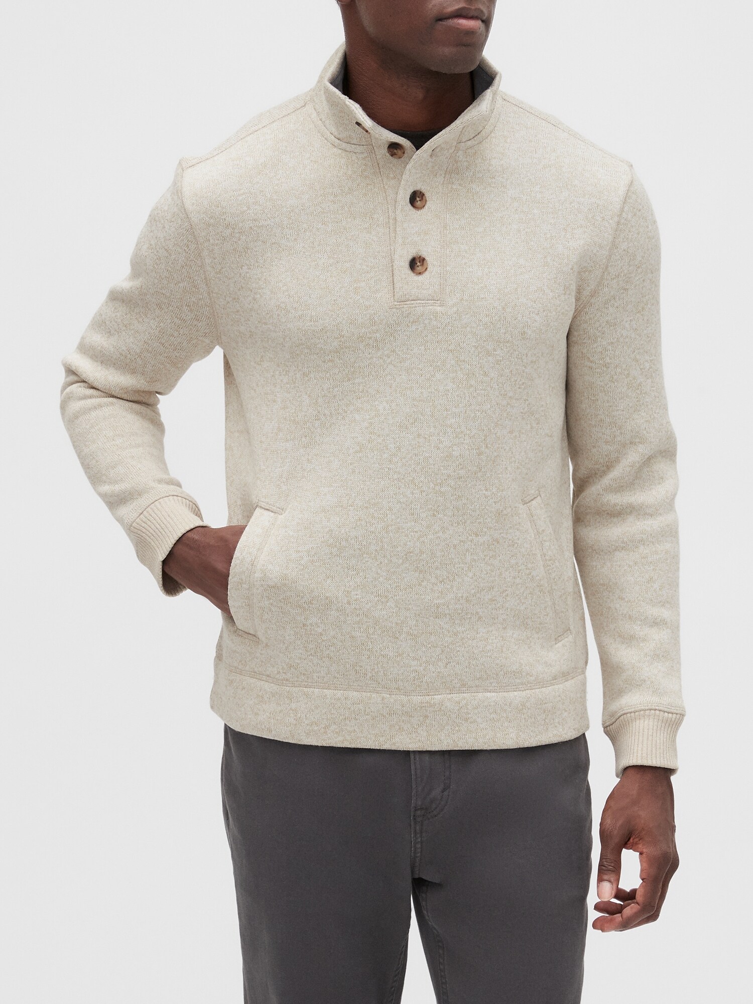 UltraWarm Marled Fleece Mock-Neck Pullover | Banana Republic Factory