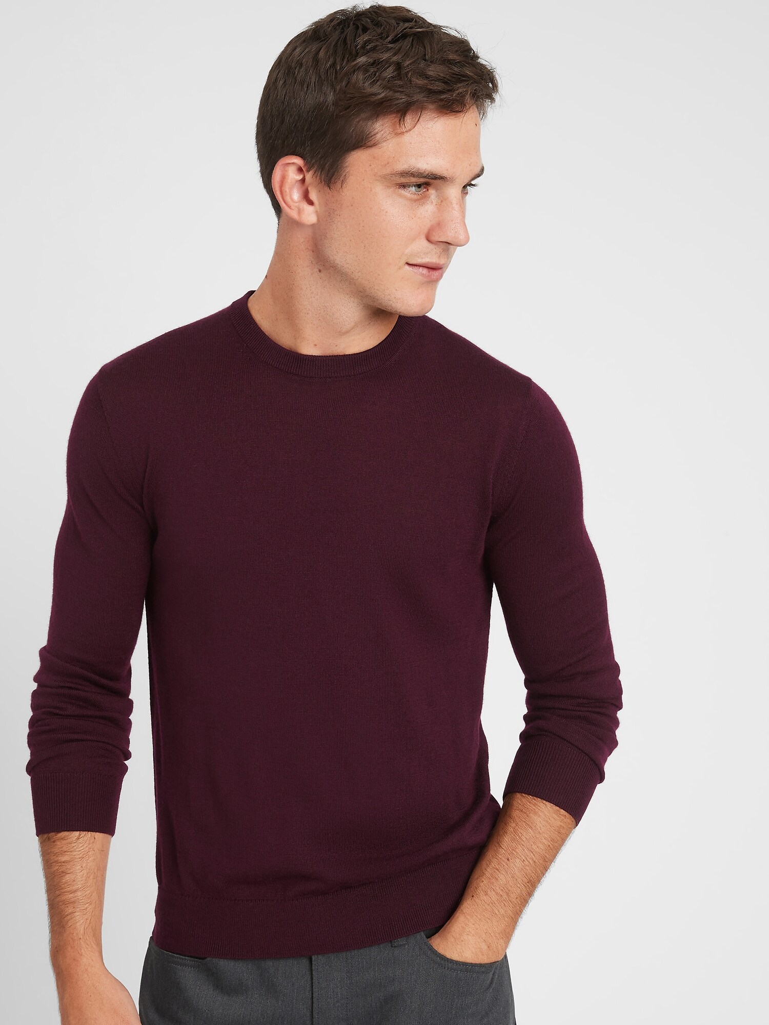 Washable Merino Wool Crew-Neck Sweater | Banana Republic Factory
