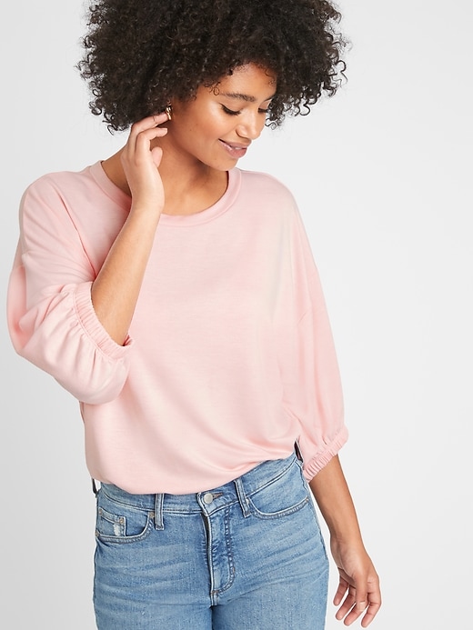 Baby Terry Gathered-Cuff Sweatshirt | Banana Republic Factory