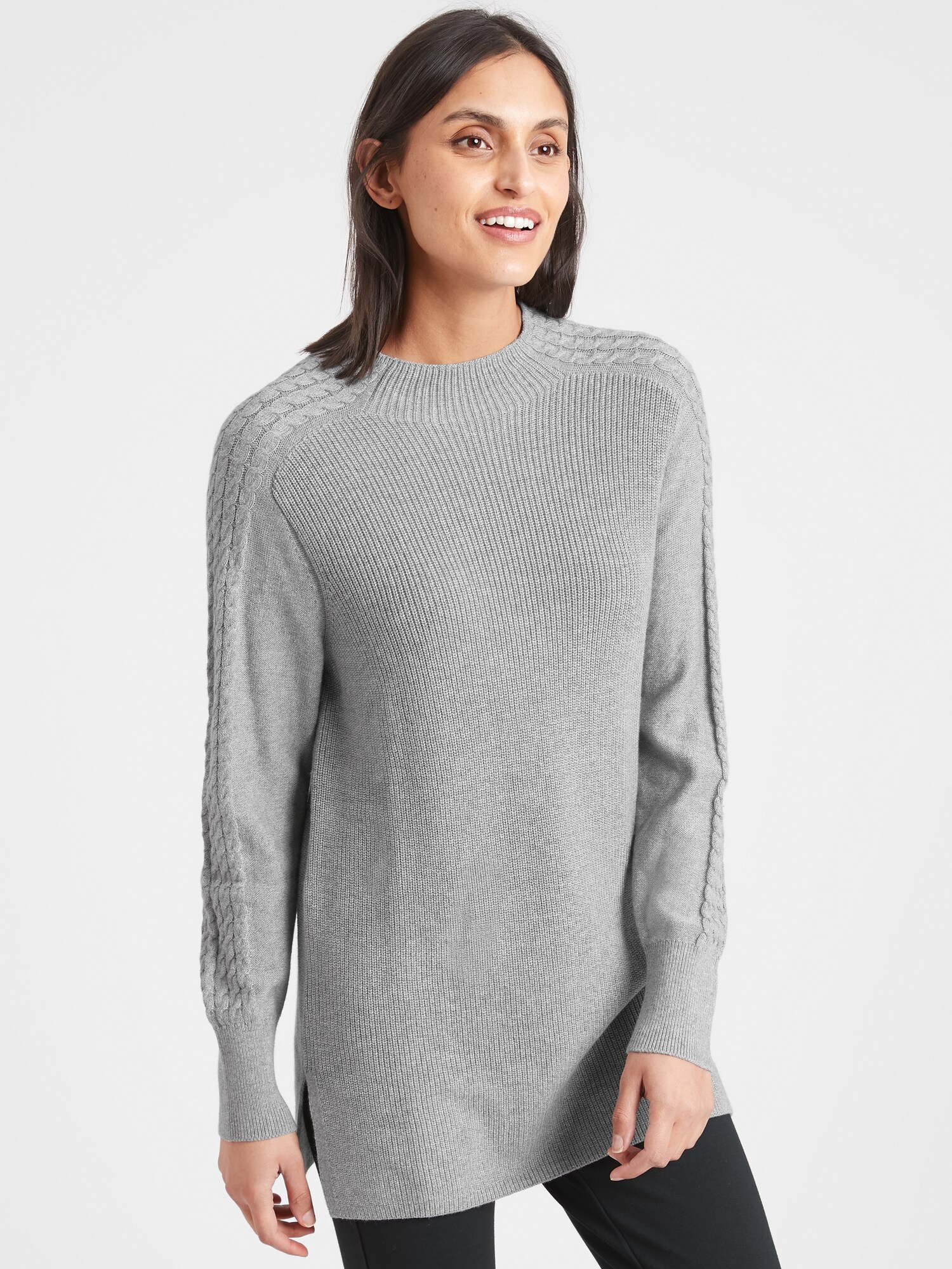 Shoulder-Stitch Tunic Crew-Neck Sweater | Banana Republic Factory