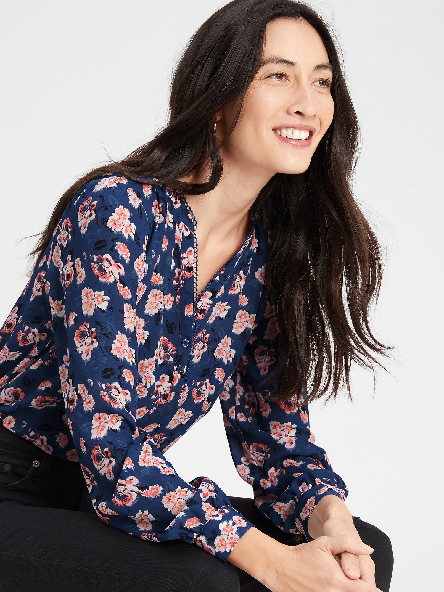 Scallop Trim Blouse Banana Republic Factory