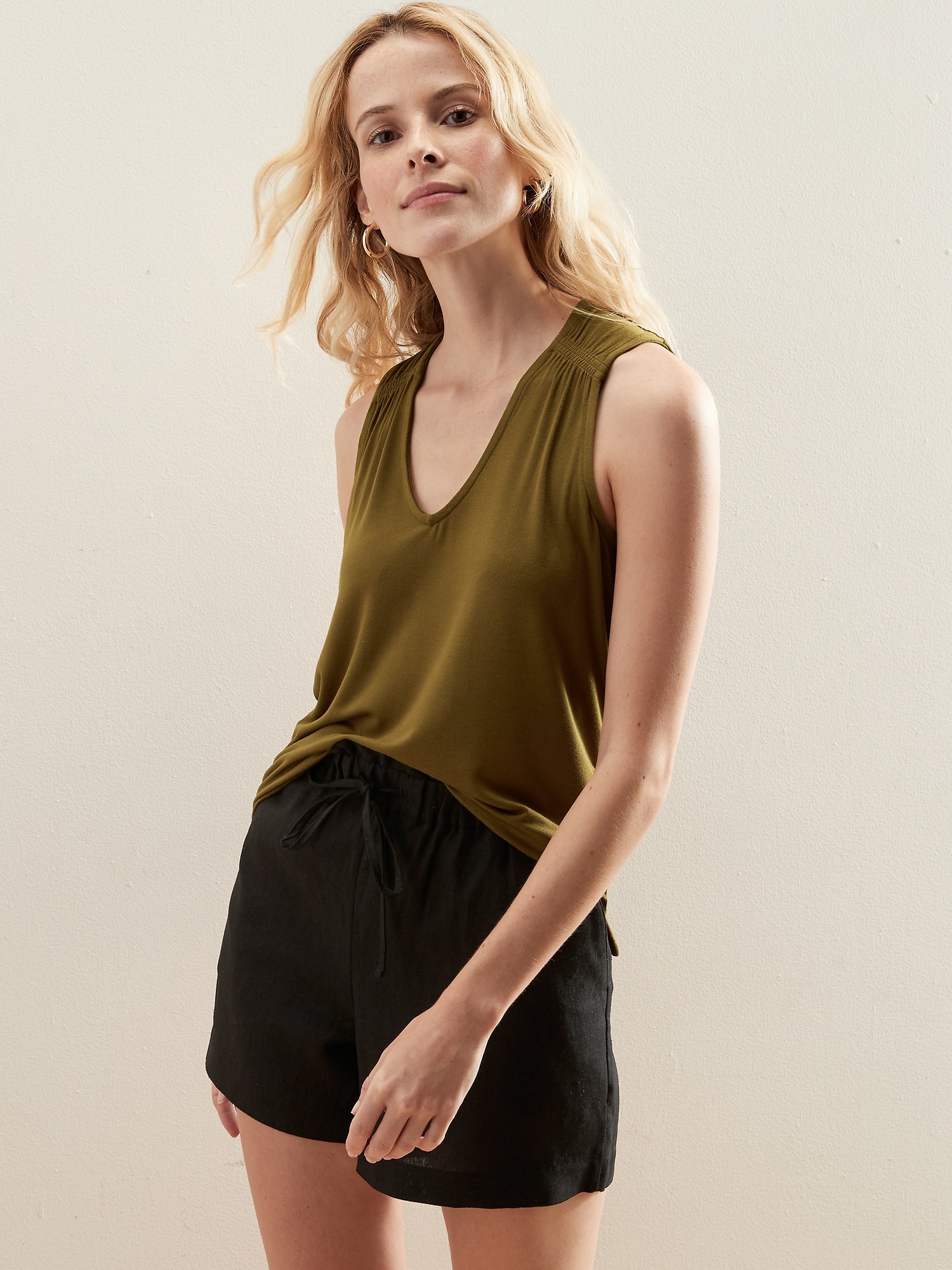Ruched Shoulder Tank | Banana Republic Factory