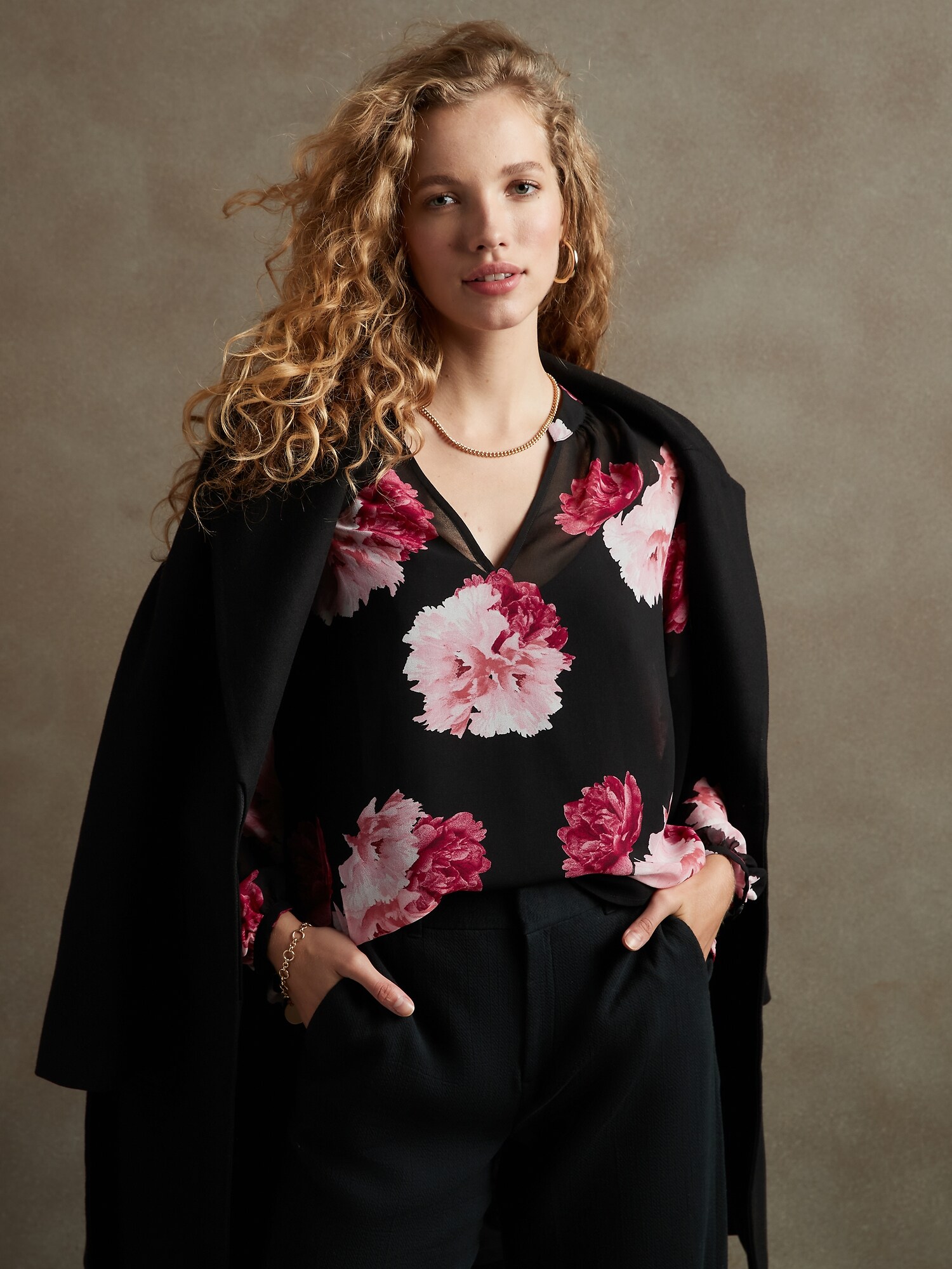 Chiffon Balloon Sleeve Blouse Banana Republic Factory