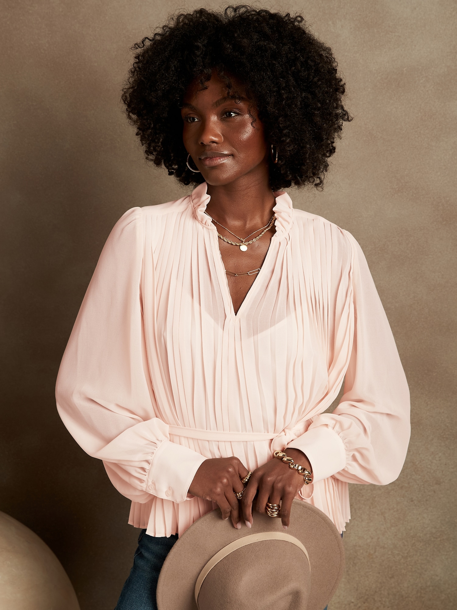 Chiffon Pleated Blouse | Banana Republic Factory
