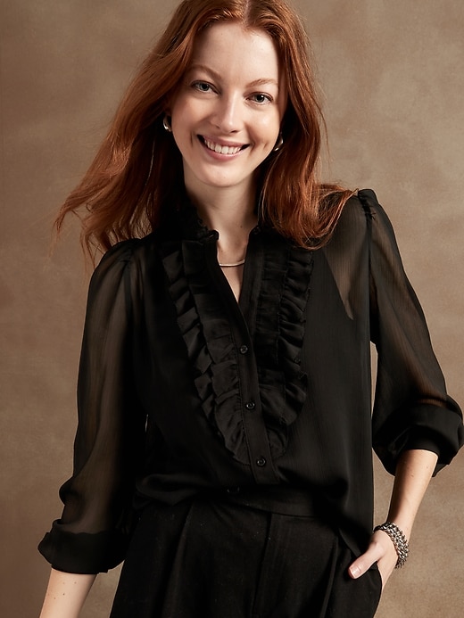 Ruffle-Placket Shirt | Banana Republic Factory