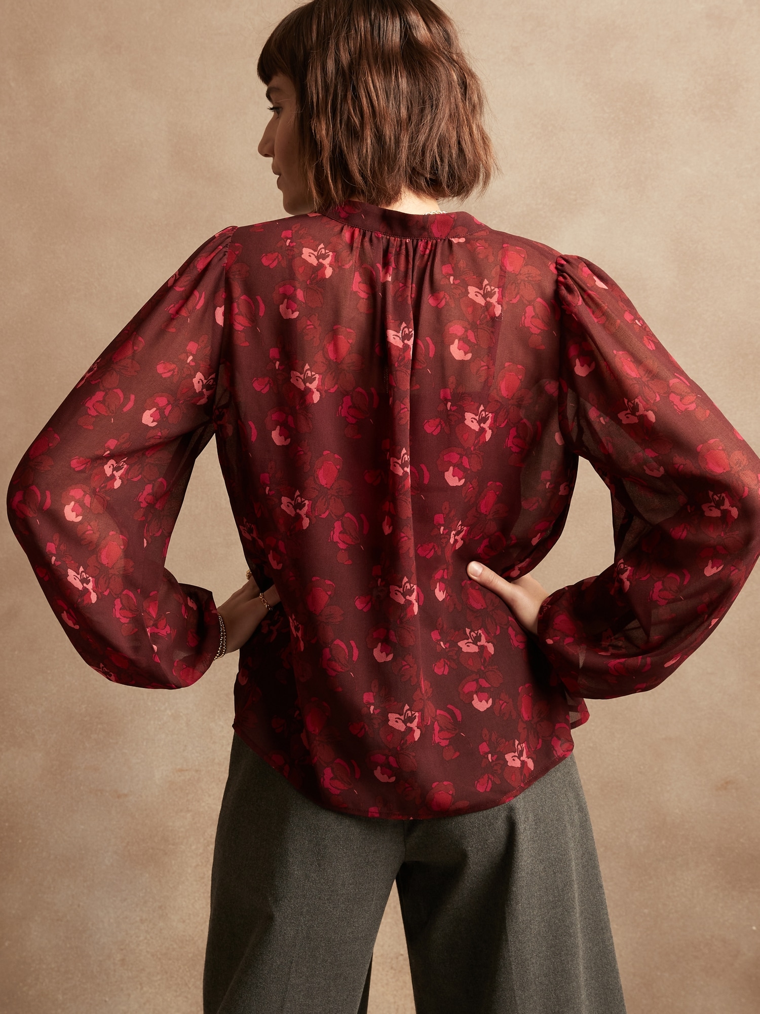 Chiffon Balloon Sleeve Blouse Banana Republic Factory